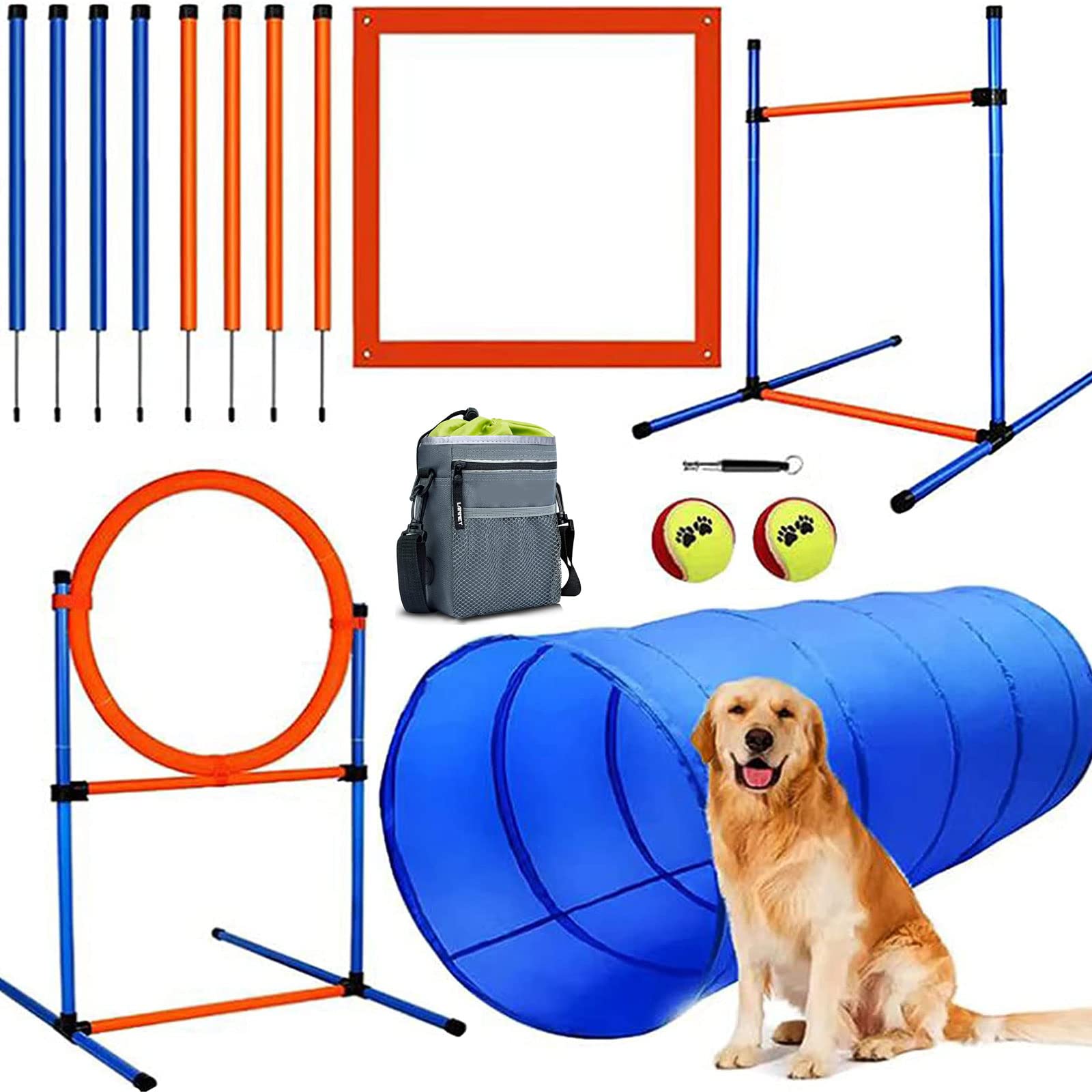 JMMPOO Dog Agility Training Equipment, 60-Piece Dog Obstacle Course ...