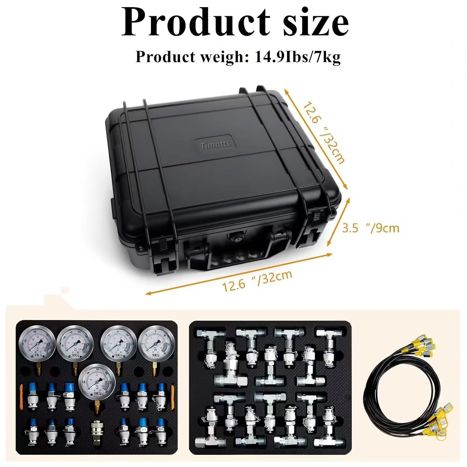 Mua Hydraulic Pressure Test Kit,10/100/250/400/600bar/ 5 Gauges 14 Tee ...