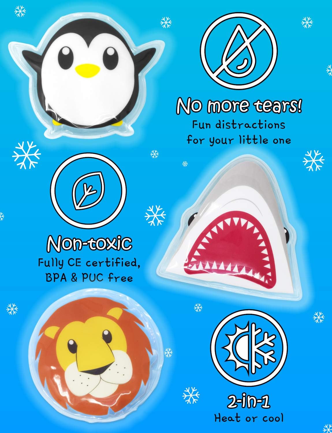 Cold Compress for Kids, Children Ice Pack Reusable – Fever, First Aid ...