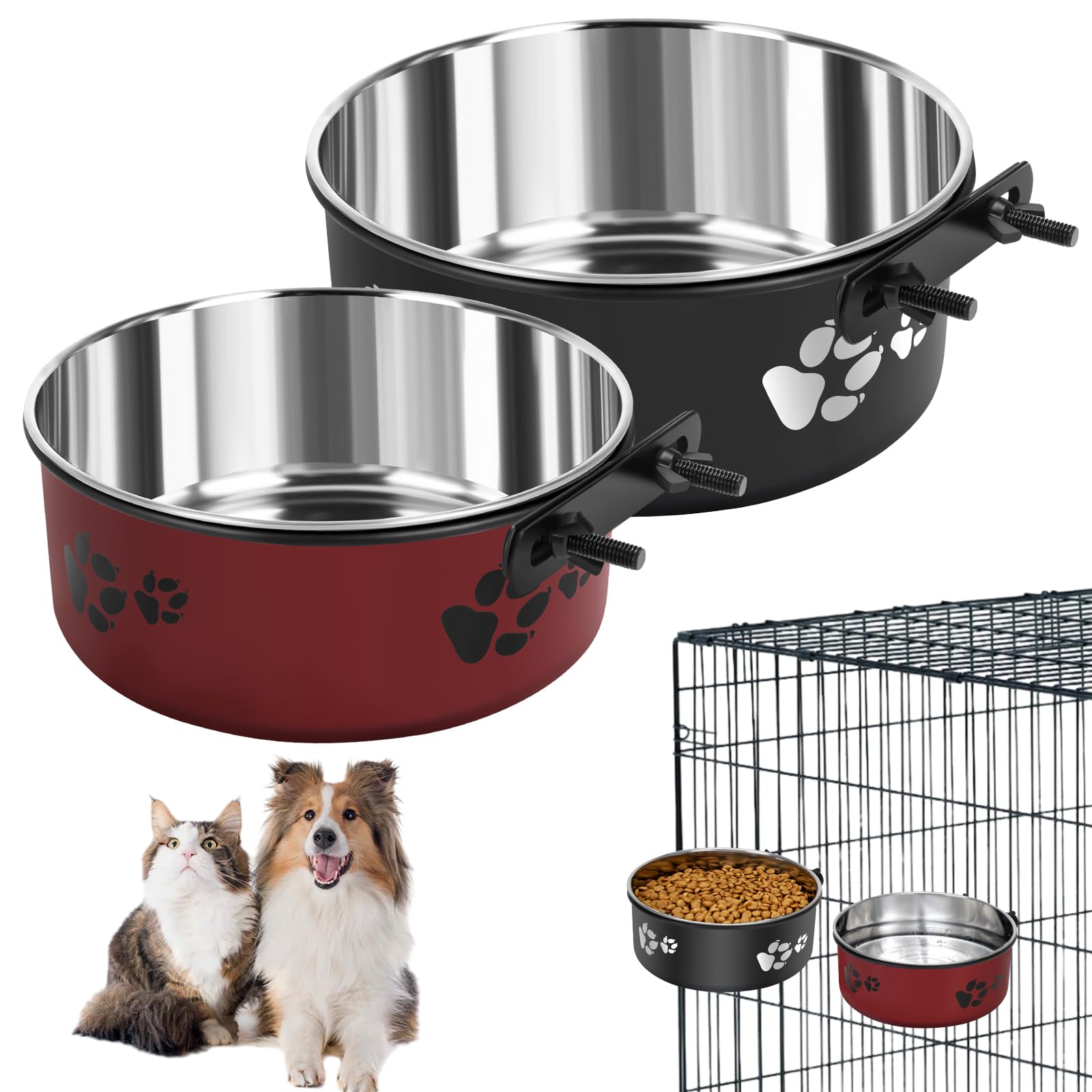 VAlinks 2 Pack Kennel Bowls Mountable Stainless Steel Crate Bowls for ...