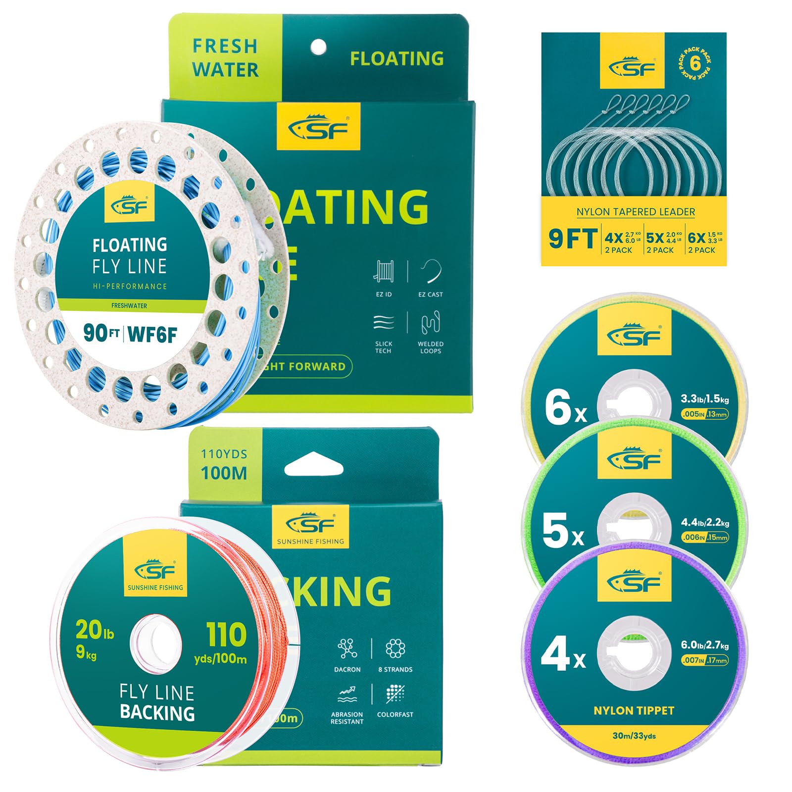 SF Fly Fishing Floating Line Starter Kit Sky Blue 90FT WF6F with Welded ...