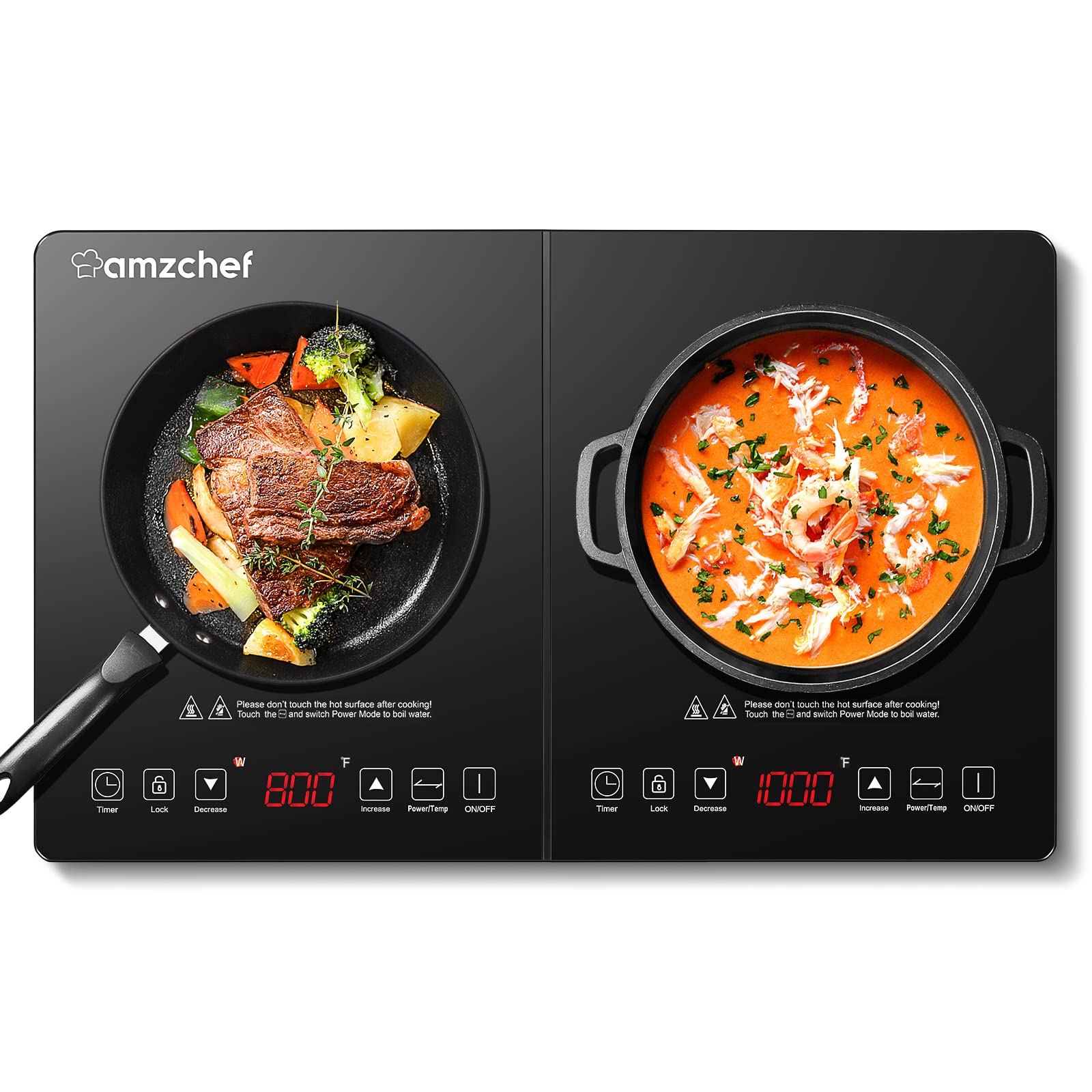 Mua Double Induction Cooktop AMZCHEF Induction Cooker 2 Burners, Low ...