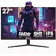 Amazon.com: CRUA 27 Inch Gaming Monitor, QHD 1440P 144Hz IPS Computer ...