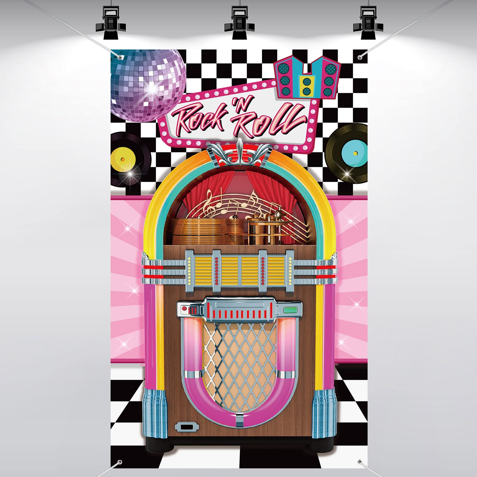 Mua Nuenen 50's Sock Hop Party Decorations Banner Jukebox Party Decor ...