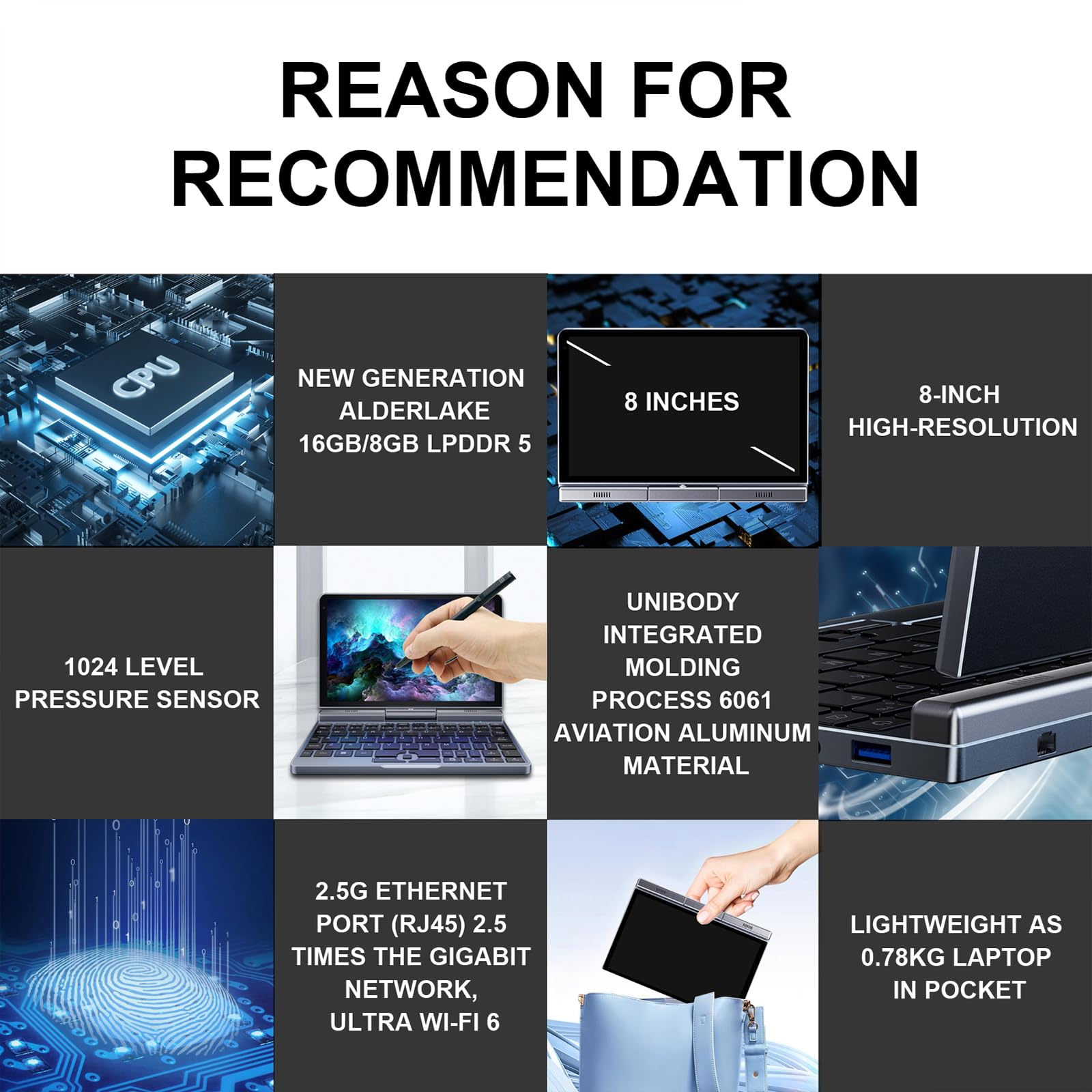 Mua 8 Inch Mini Laptop HD Touchscreen Portable 2-in-1 Small Computer ...