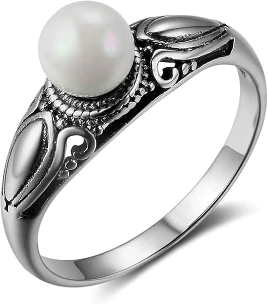 Lafeil Ring Frauen Silber Ringe Damen Edelstahl 7mm Breit Silber Weiß ...