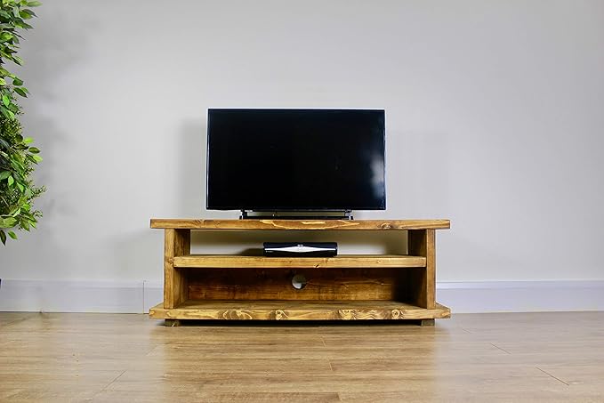 Solid Rustic Handmade widescreen TV Unit. Finished in a: Amazon.co.uk ...
