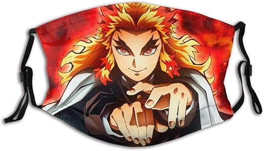 Demon Slayer Kimetsu no Yaiba Kyojuro Rengoku Mascarilla de anime con 2 ...