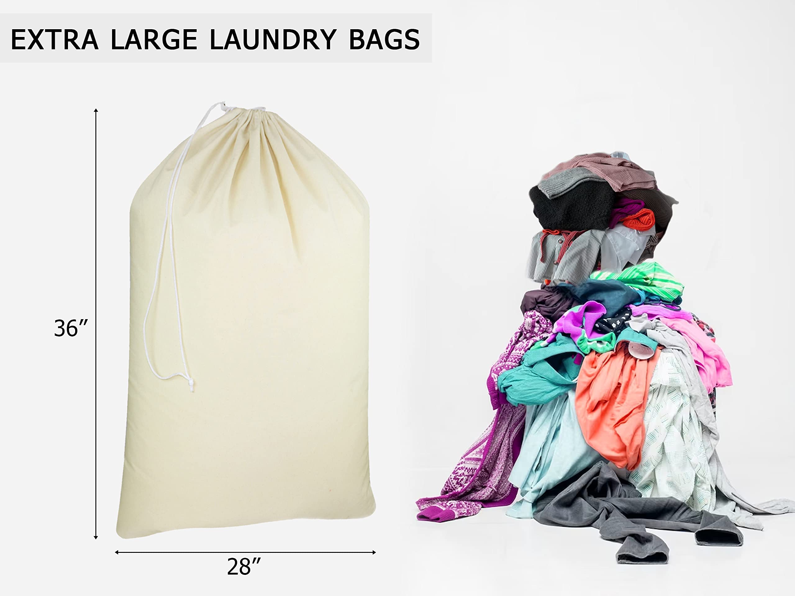 COTTON CRAFT Extra Large Laundry Bags -2 Pack Heavy Duty Durable Cotton ...