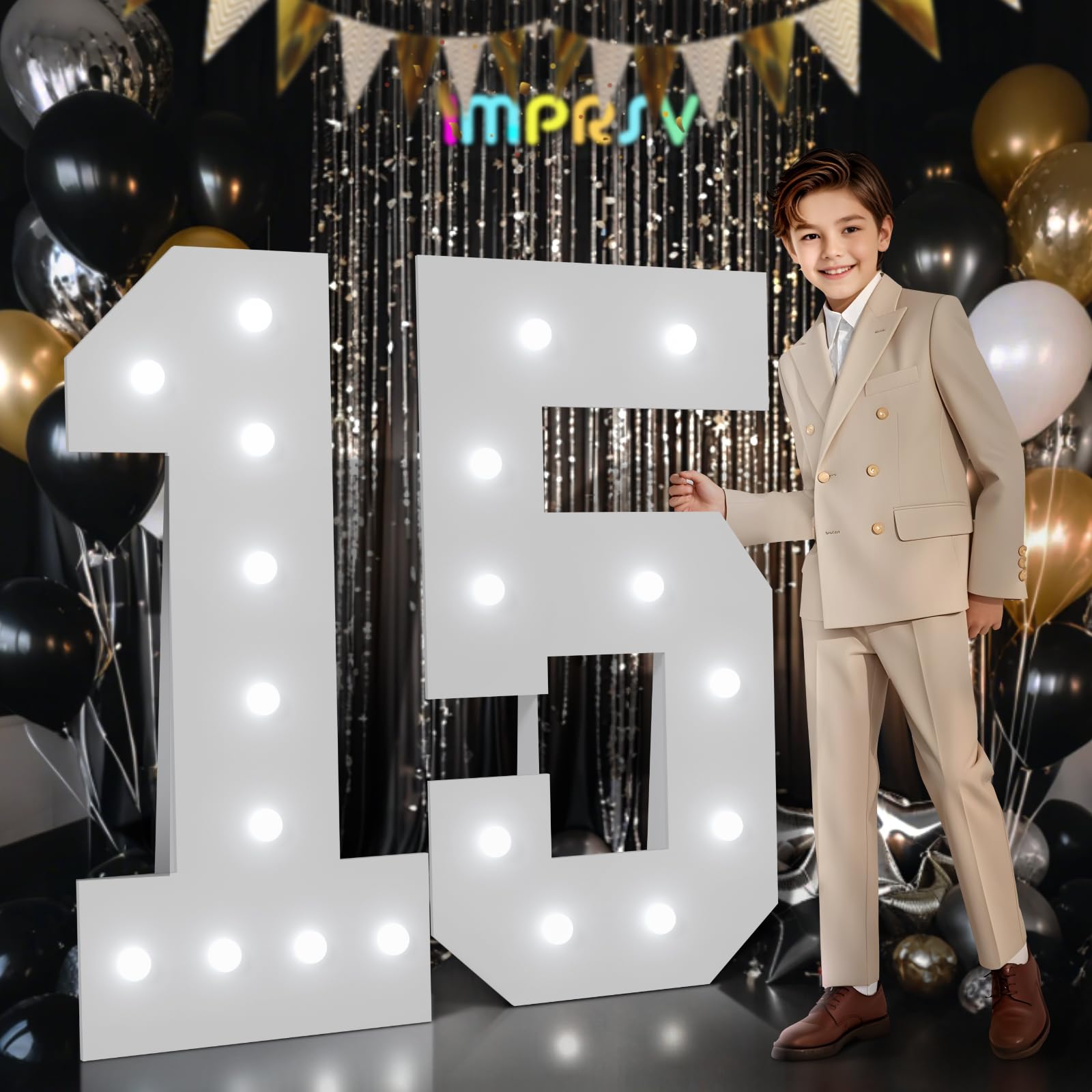 imprsv Marquee Numbers 15th-Birthday Decorations: Large 4ft Light up ...