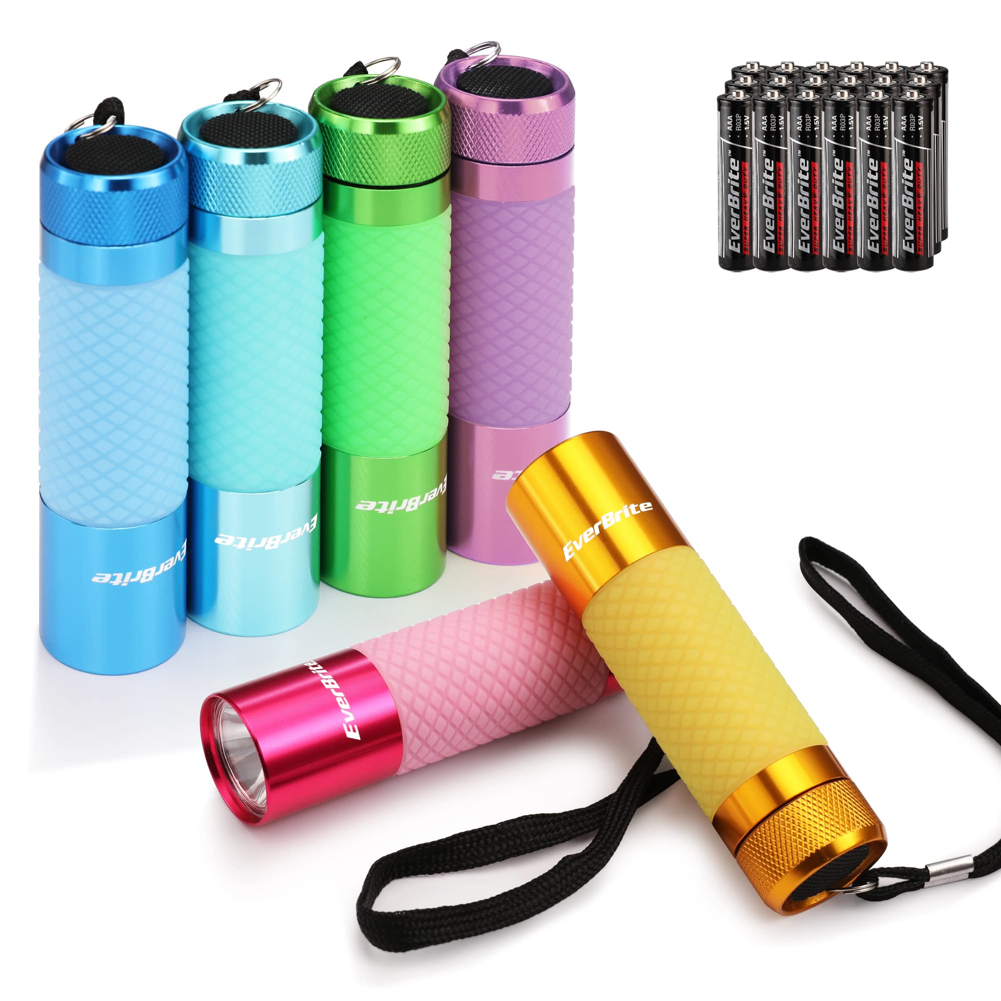 EverBrite 6-Pack Mini Flashlights, Glow in Dark Flashlights, Aluminum ...