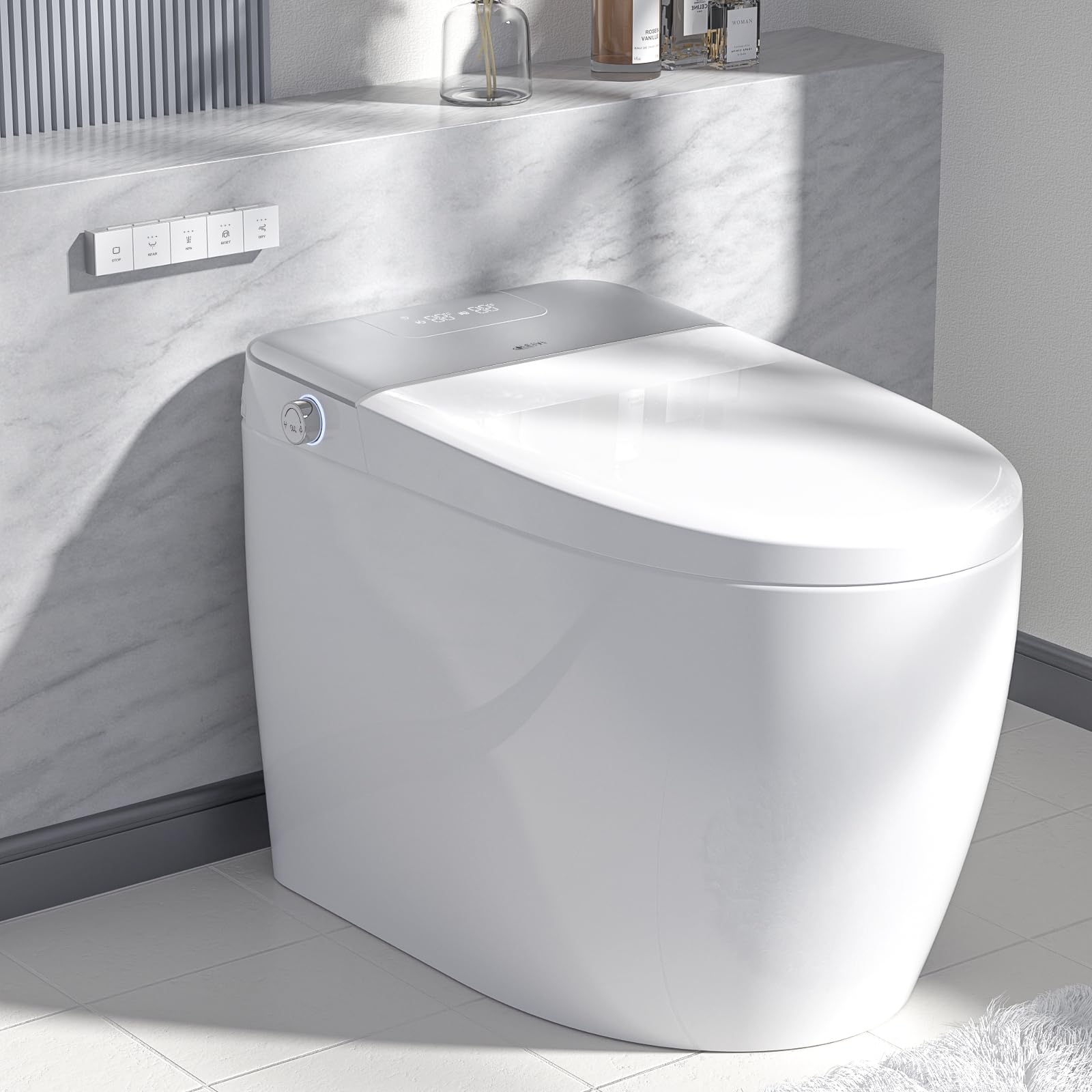 Smart Toilet with Built-in Tank & Bidet, 4-Second Quiet Flush, Dual ...