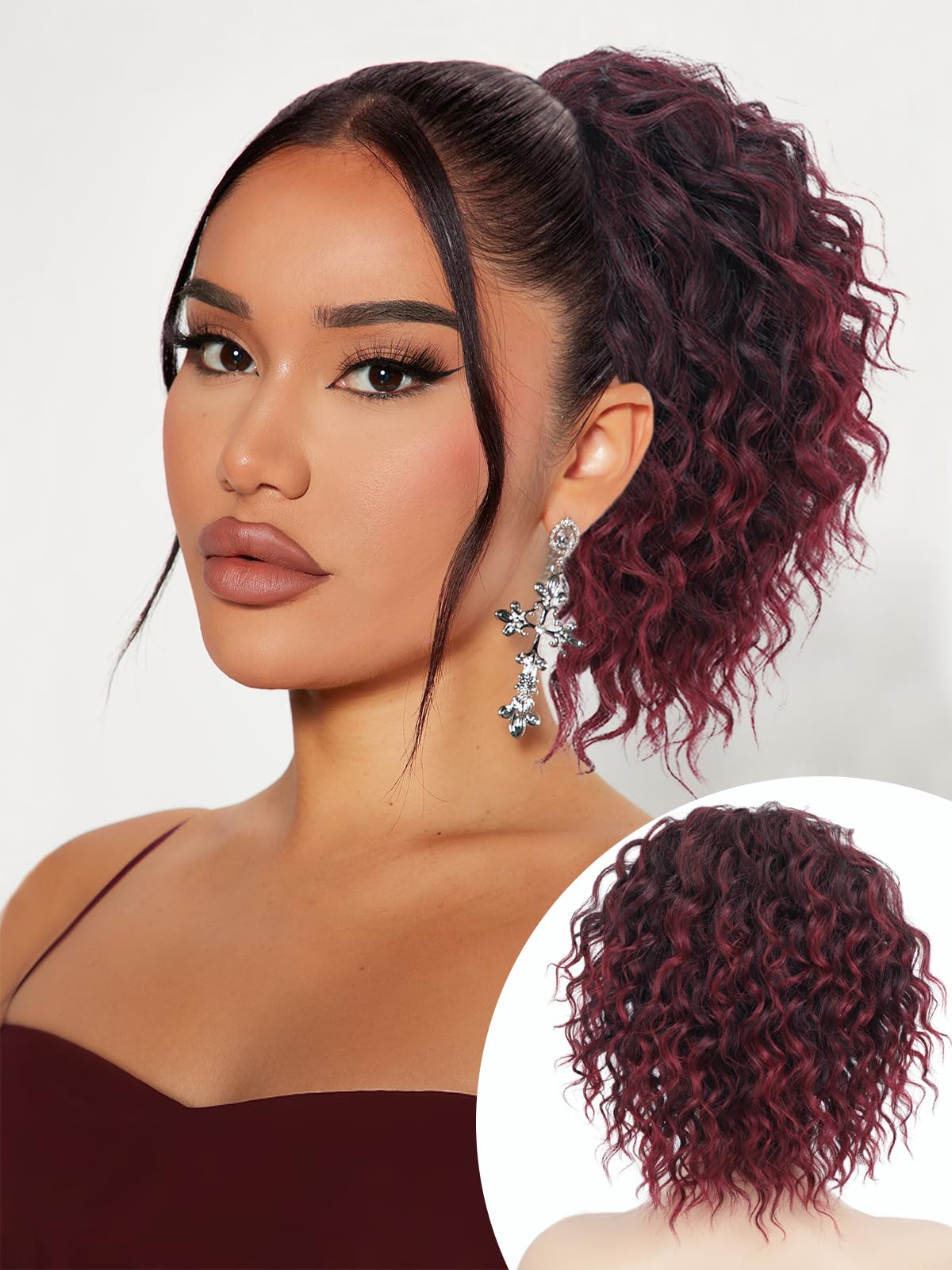 Isaic Ponytail Extension 8 Inch Short Wavy Curly Ponytails Drawstring ...