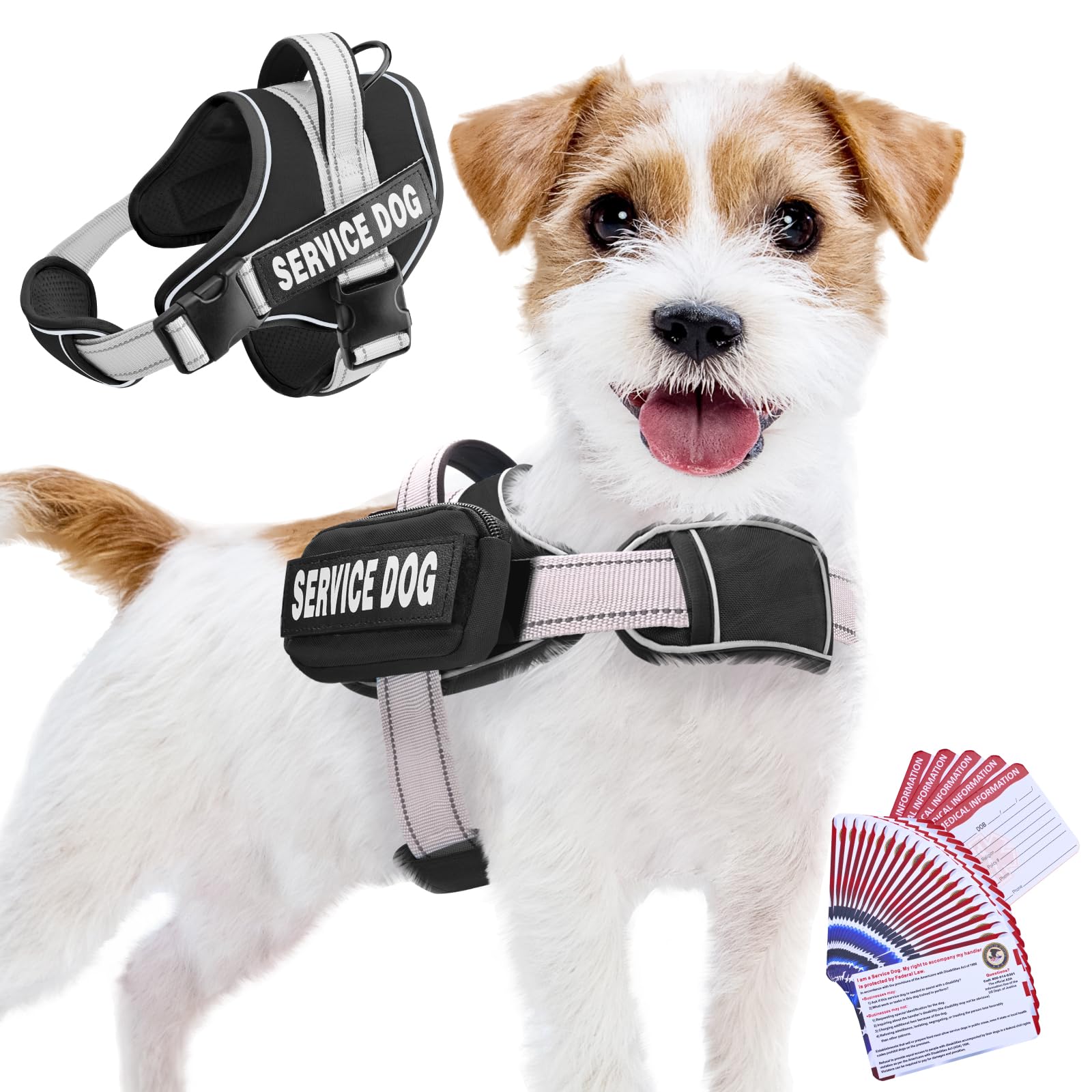 Eosarcu Service Dog Harness with Mini Storage Bag, Adjustable Outdoor ...