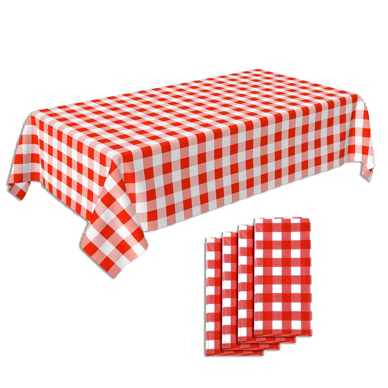 Pack of 4, Red and White Checkered Picnic Table Cover, Disposable ...