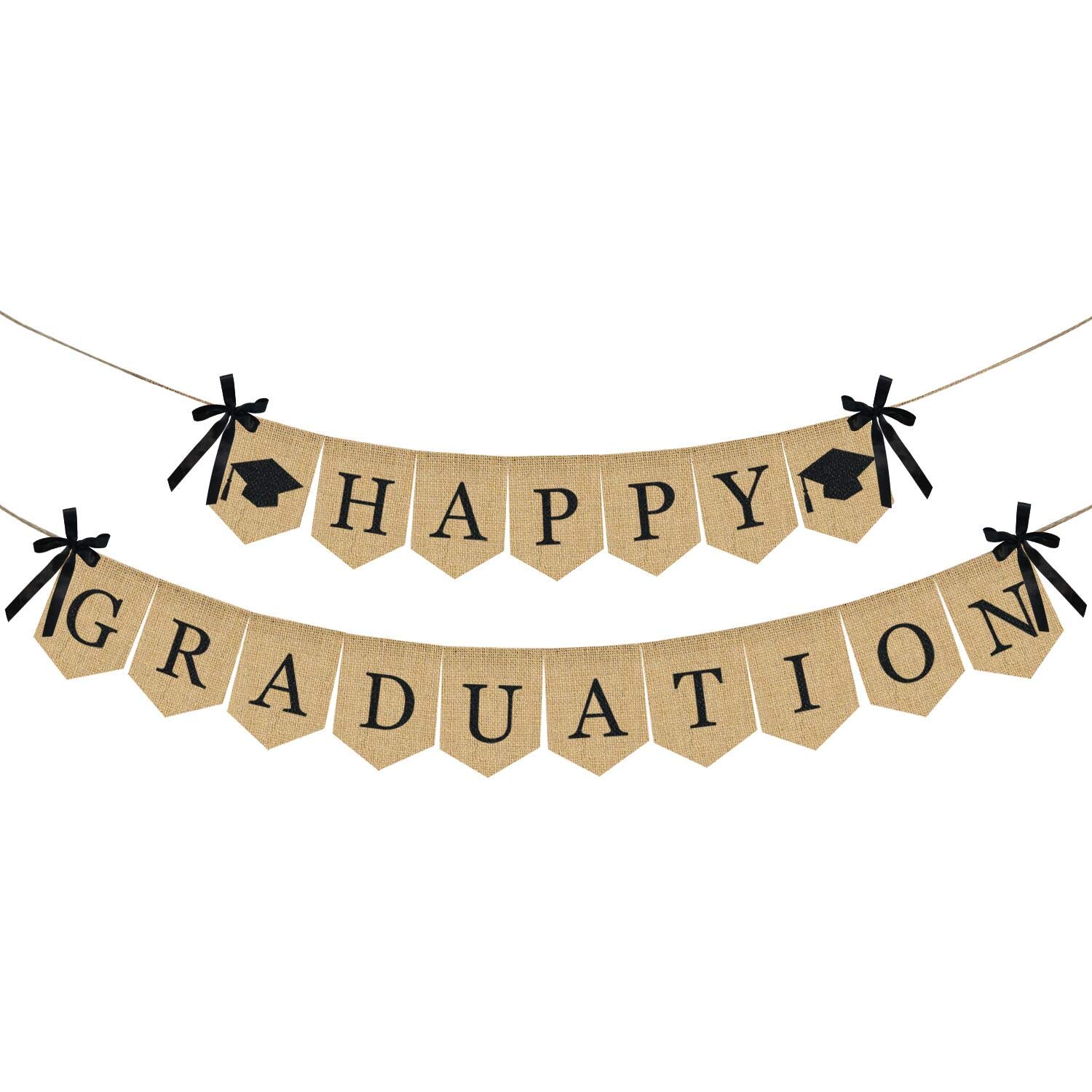 Burlap Happy Graduation Banner | Rustic Vintage Graduation Decorations ...