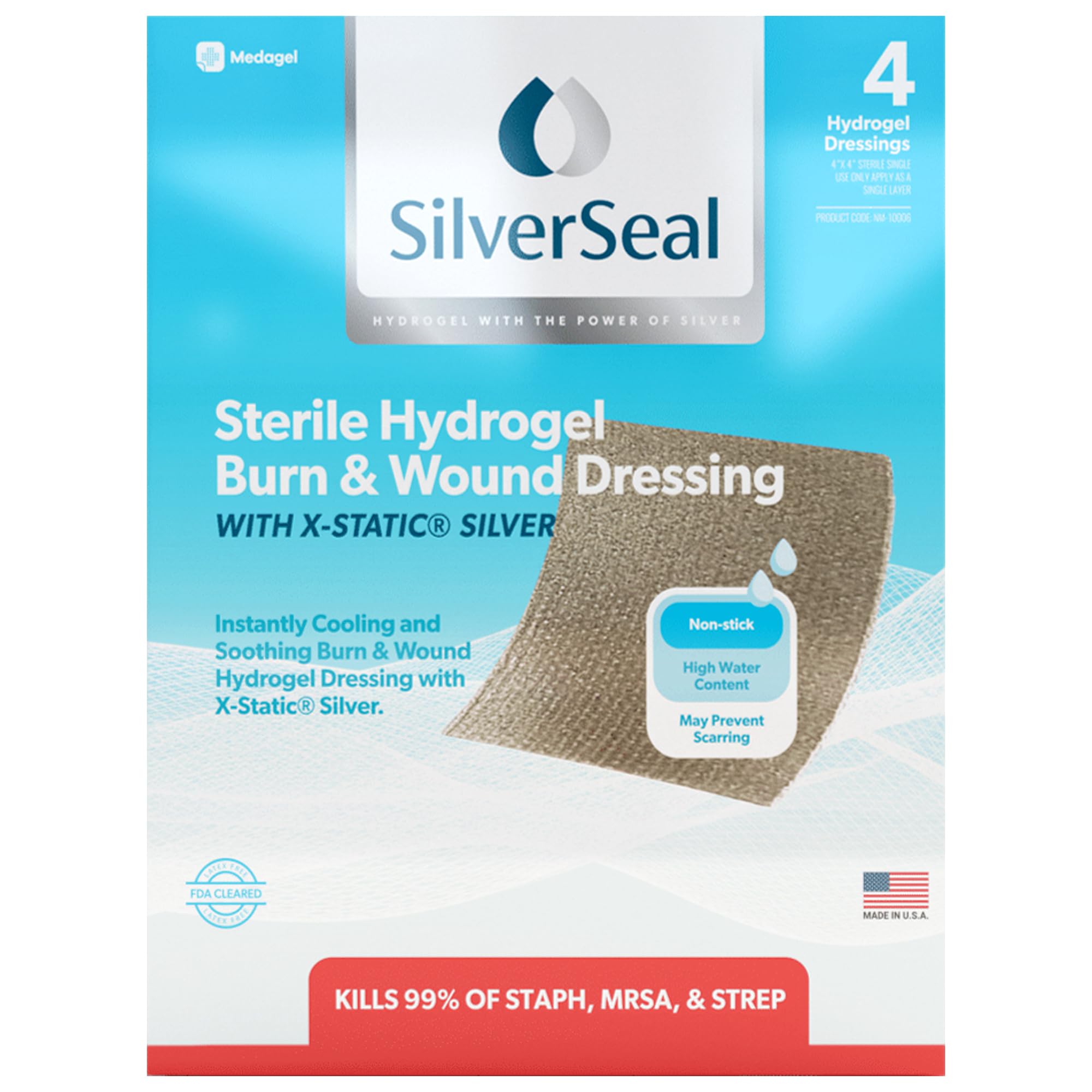 SilverSeal Burn and Wound Dressing | Hydrogel Pads with X-Static Silver ...