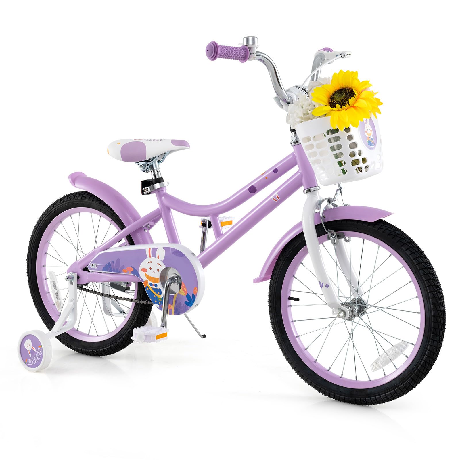 HONEY JOY Kids Bike, 18 Inch Purple Toddler Bike w/Training Wheels ...