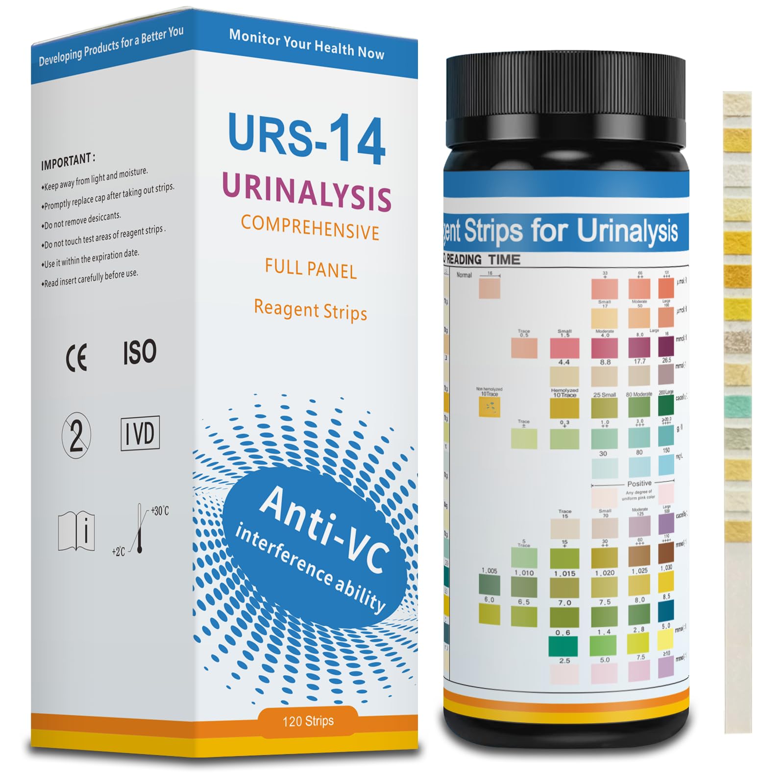 14 URS Test Strips for Urinalysis and Detection Screening of UTI and ...