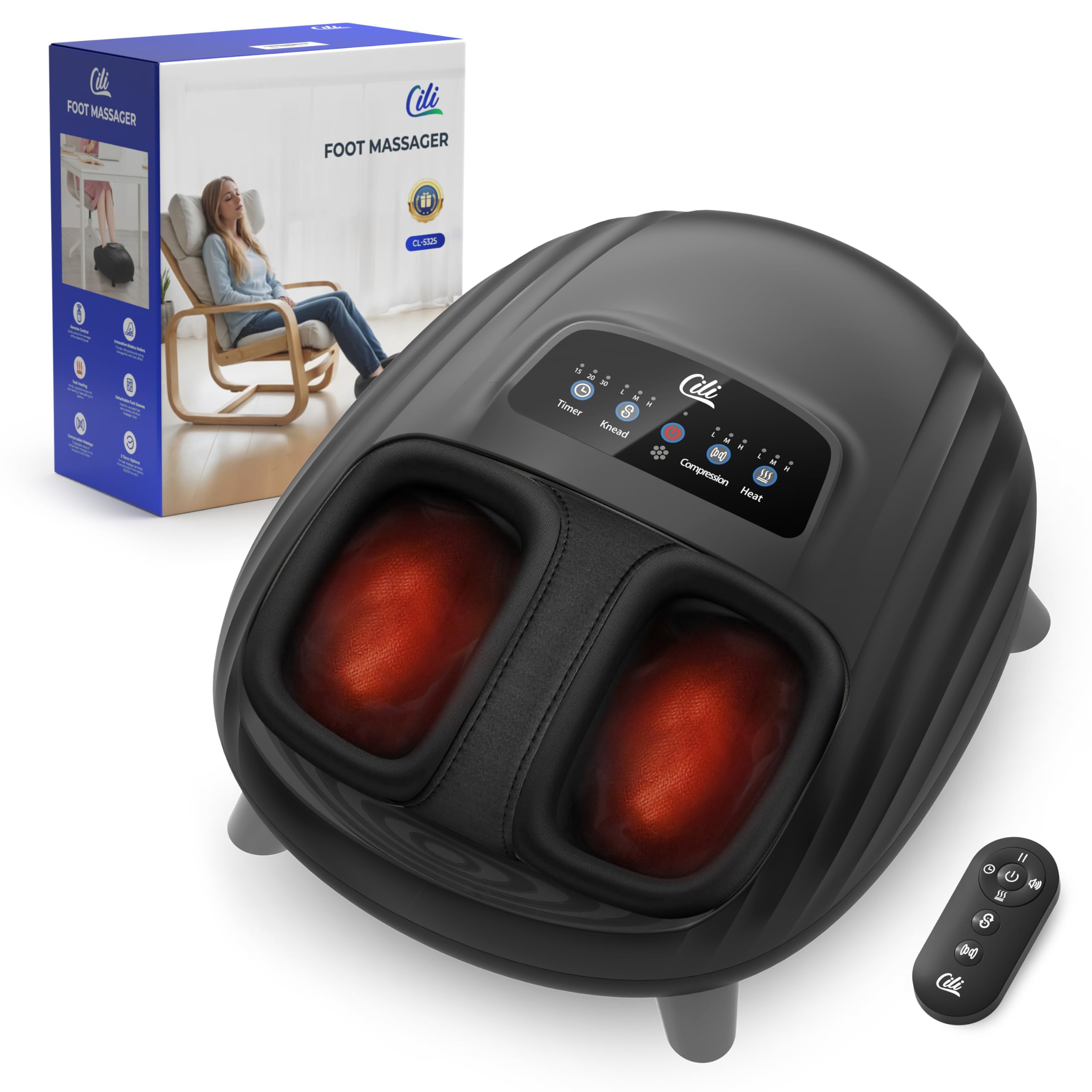 CILI Foot Massager with Heat, Shiatsu Foot Massage Machine for Plantar ...