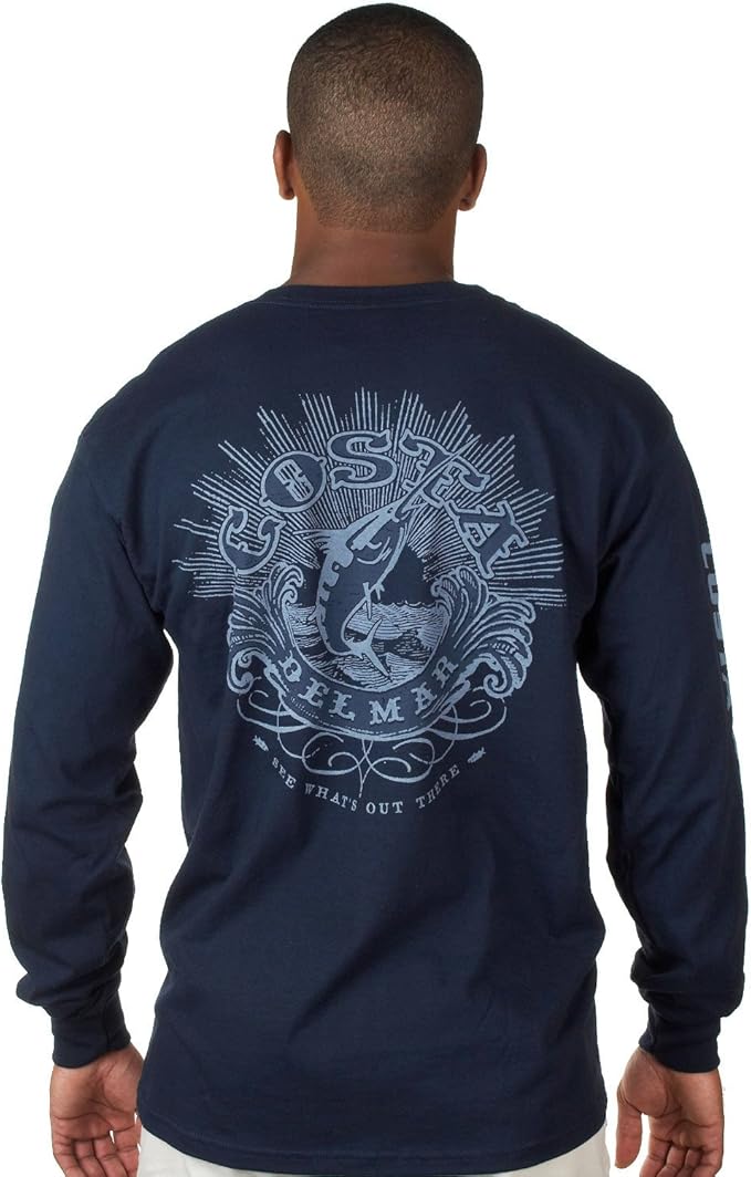 Mens Costa Del Mar Classic Costa Long Sleeve Tee Navy Small | Amazon.com
