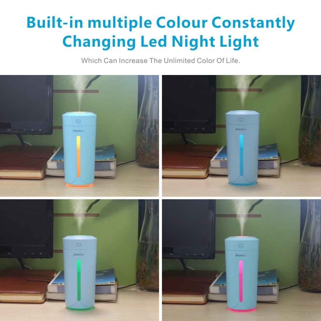 CLEEFUN Cool Mist Humidifier Ultrasonic USB Portable Mini Quiet Air ...