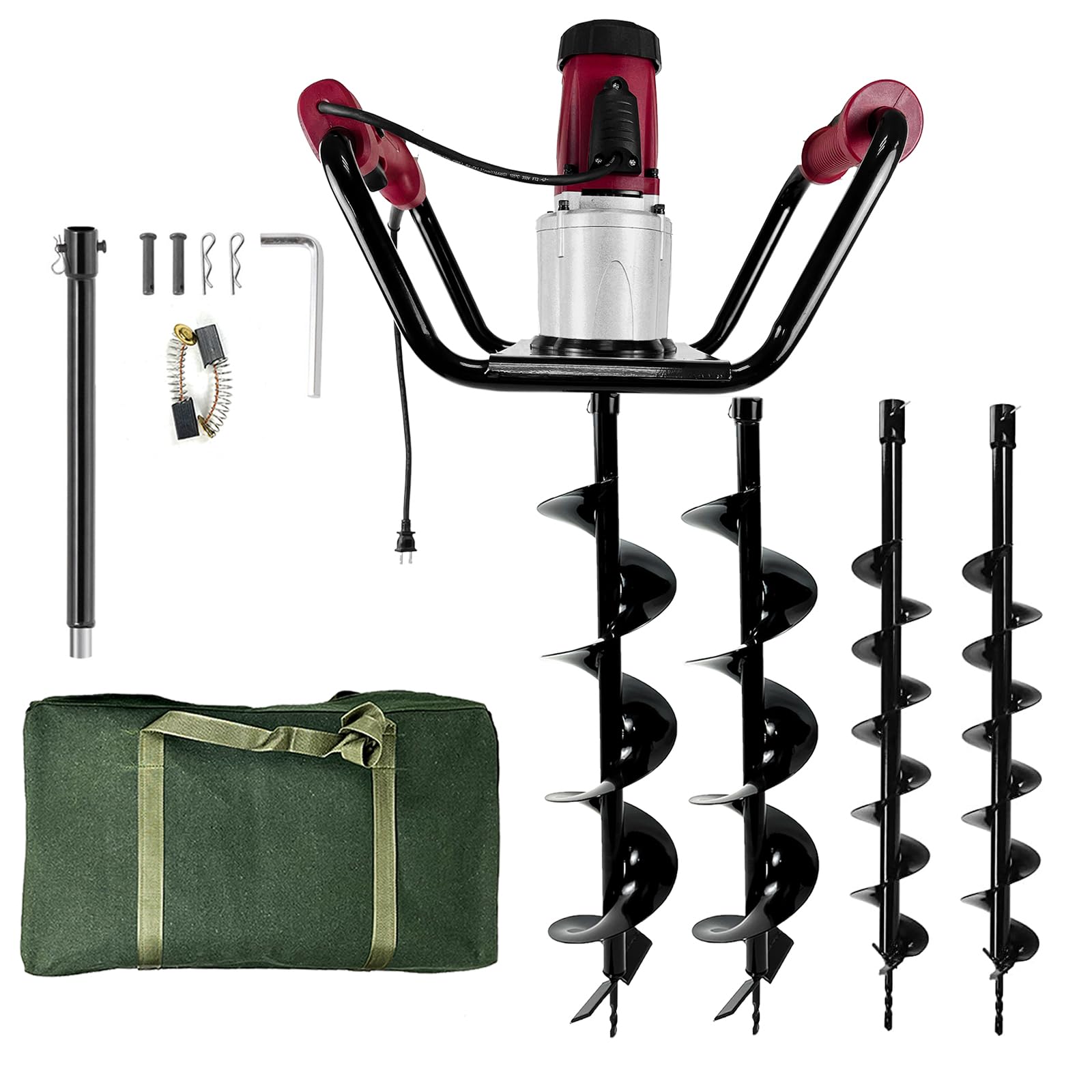 JACKCHEN 1500W Electric Post Hole Digger with Reverse, Double Handle ...