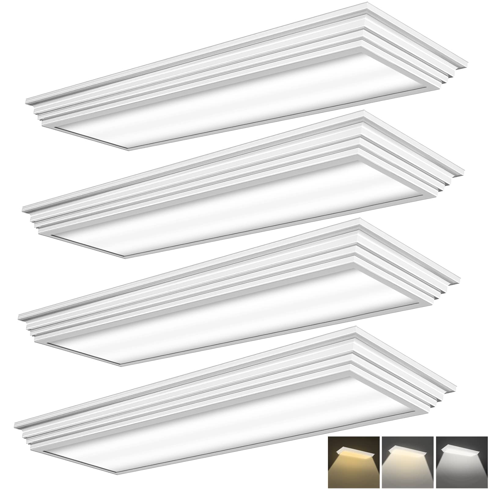 FAITHSAIL Dimmable 4FT LED Wraparound Light, 3 Color Temperature 3000K ...