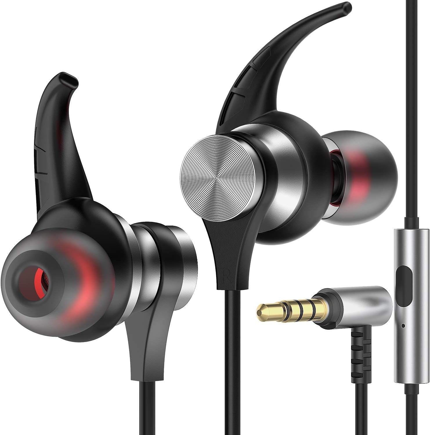 Losvick - Auriculares intraurales con cable con micrófono y mando a ...