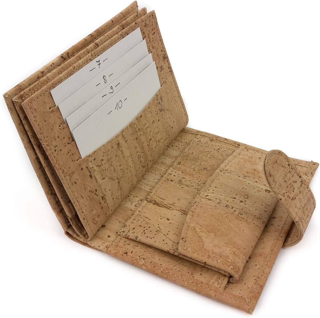 Small Cork Wallet with Zip and Coin Pouch – Vegan Cork Slim Wallet with ...