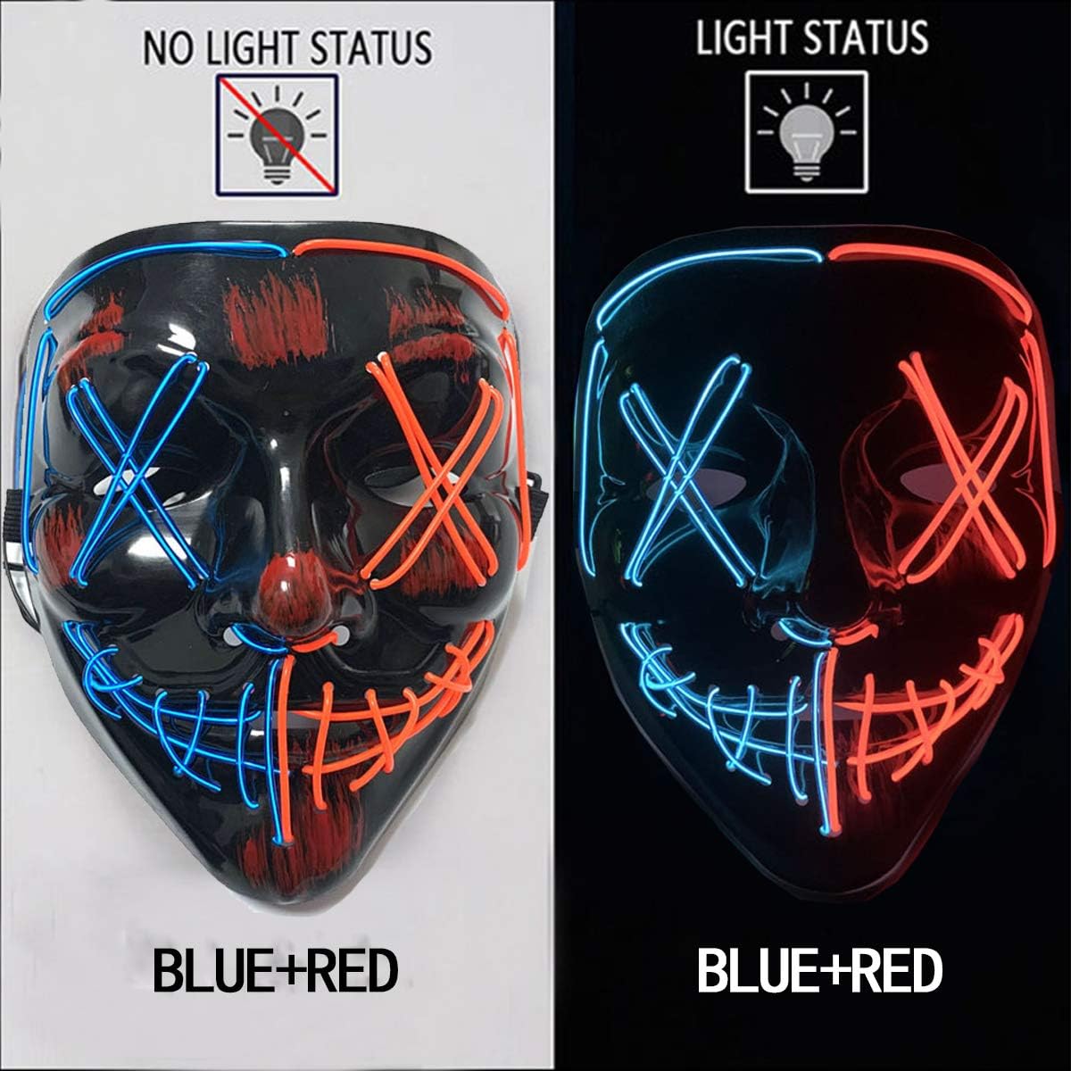 DWTECH 2020 Halloween Mask LED Halloween Costume LED Glow Scary Light ...