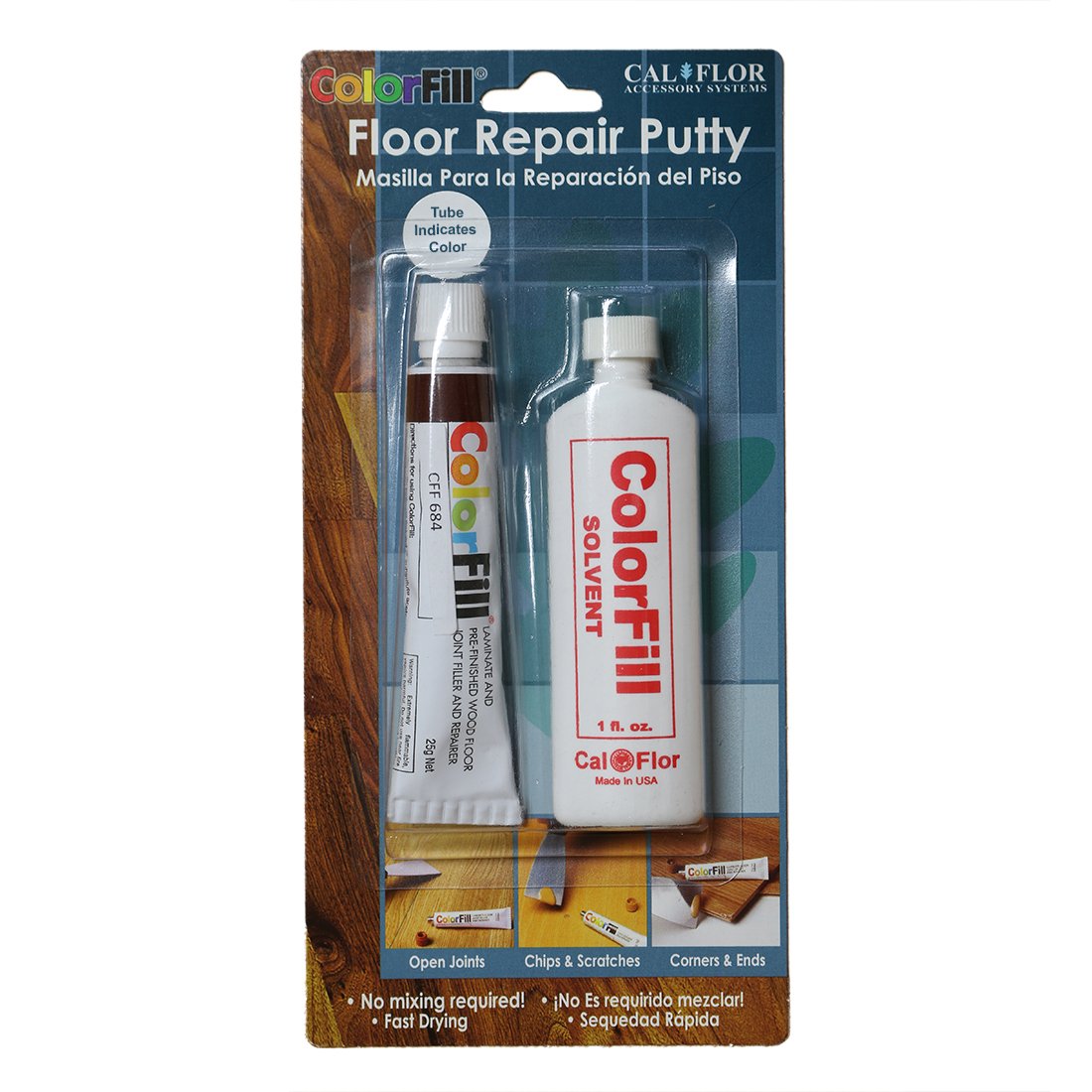 Cal-Flor BP42684 Color Fill Matched Repair Putty with Solvent, Dark ...