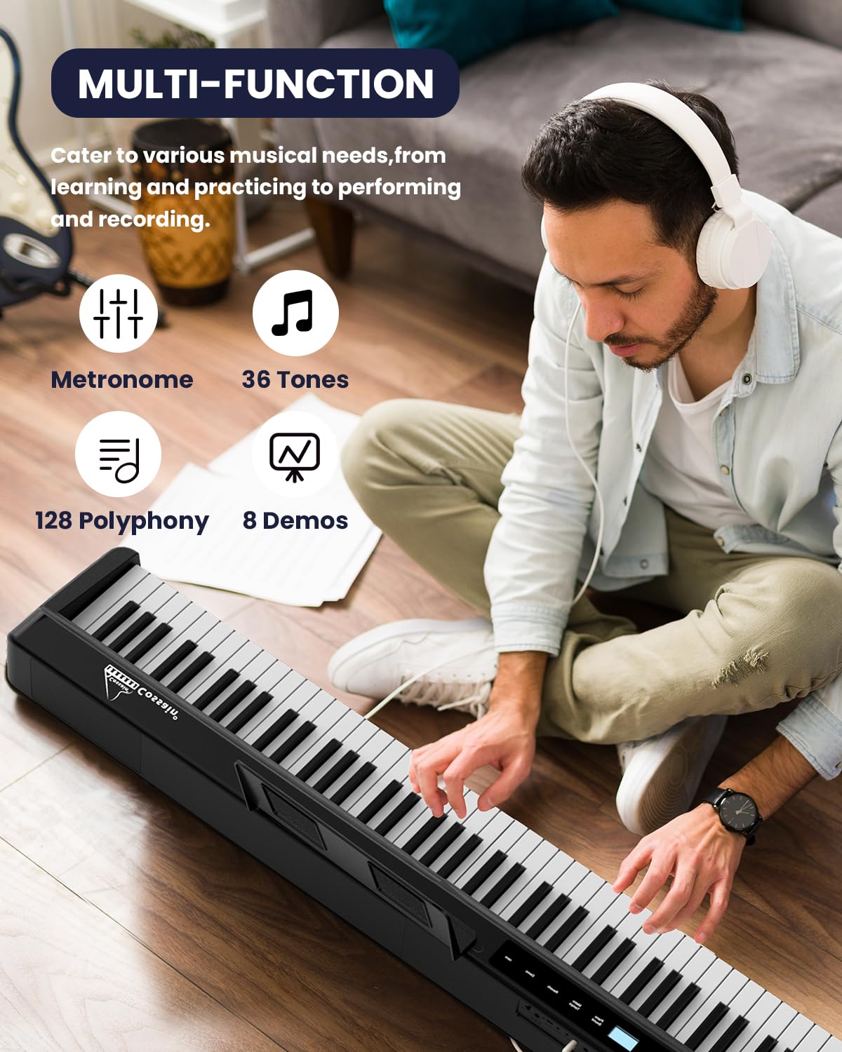 Mua [2024 Upgraded] Full Size Digital Piano Keyboard, 88 Key Folding Piano with Bluetooth MIDI ...