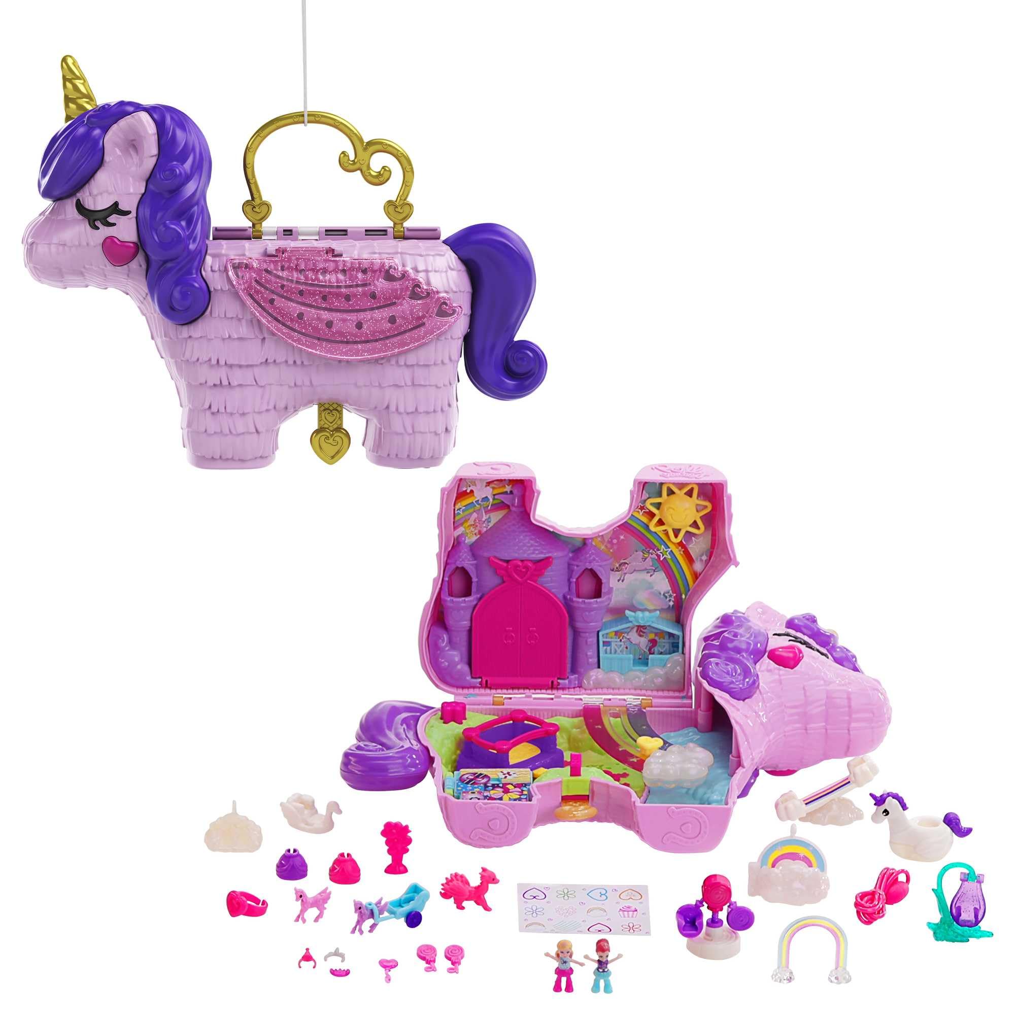 Mua Polly Pocket Micro, Unicorn Party Playset, Pink Unicorn Toy with Purple Hair, 25 Toy ...