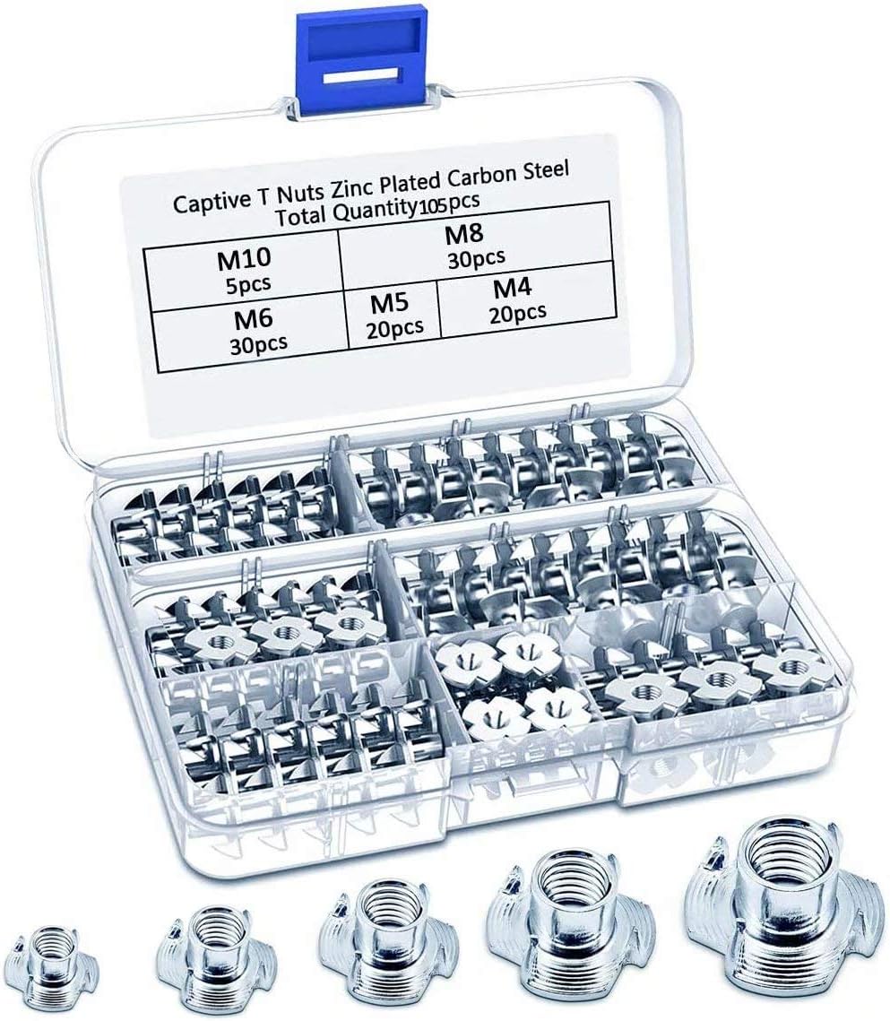 105Stk Einschlagmuttern M4 M5 M6 M8 M10 Verdicken Vier-Prong Nüsse ...