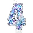Amazon.com: Girls Sparkler 4 Birthday Number Candles, Purple Pearls ...