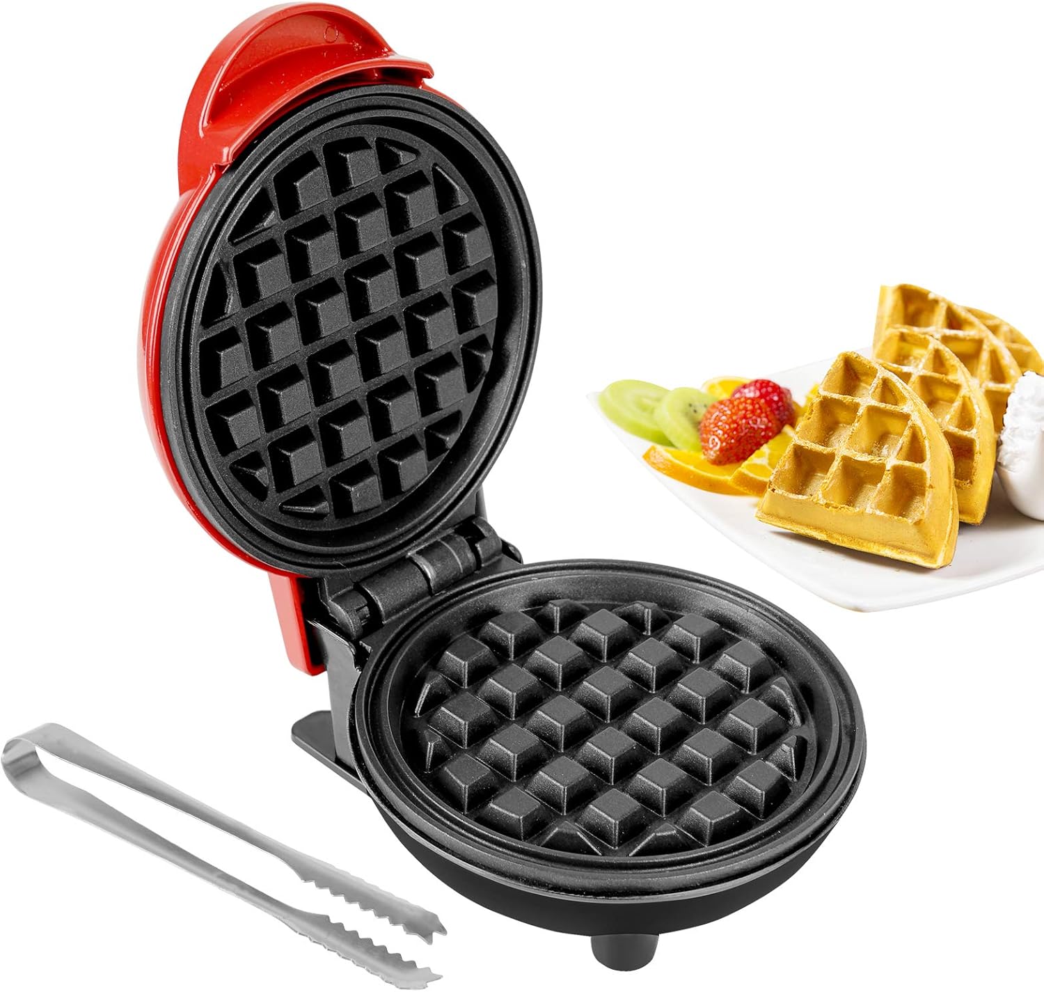 Amazon.com: Mini Waffle Maker with Stainless Steel Tongs, Baking Tools ...