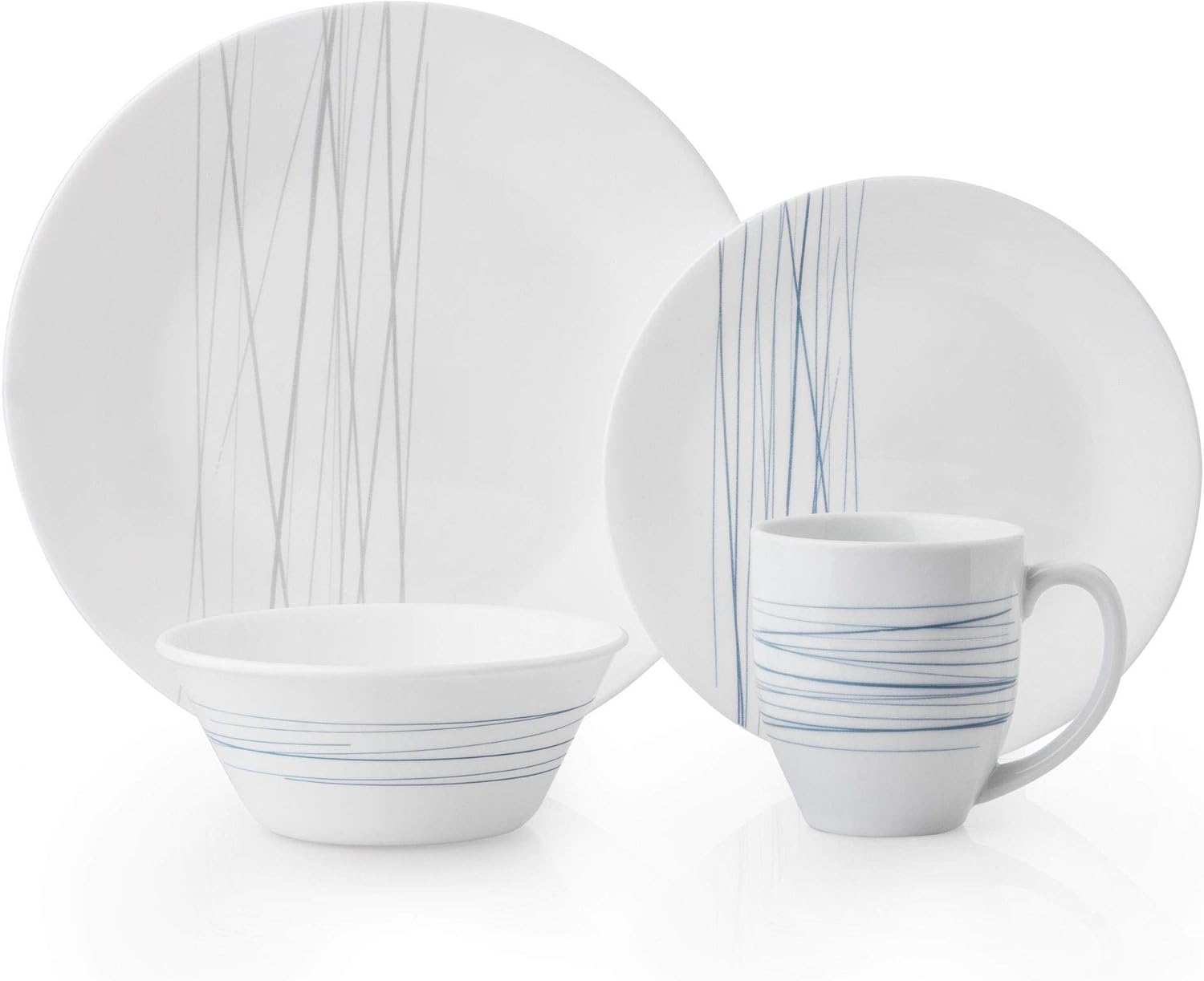 Corelle 3229 Silver Strands Chip & Break Resistant 16pc Dinner Set ...