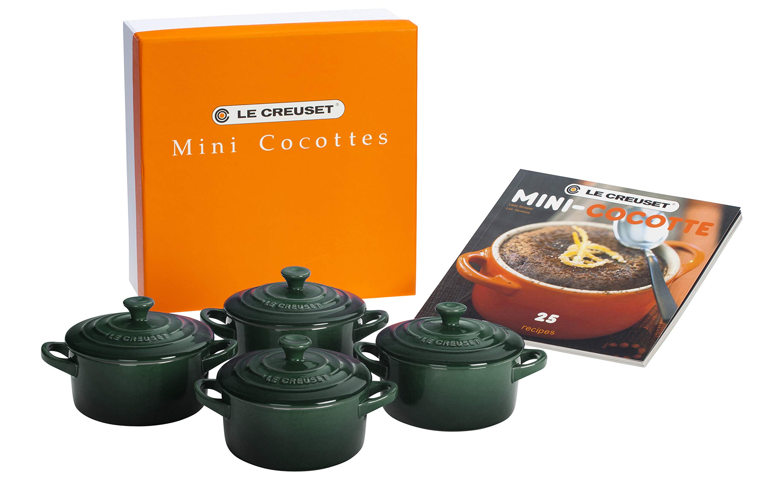 Le Creuset Stoneware Set of 4 Mini Cocottes with Cookbook, 8 oz. each ...