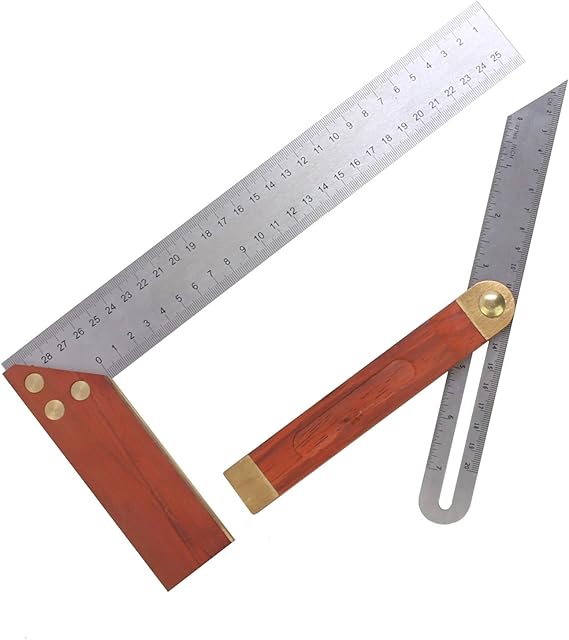 2pcs Carpentry Square Set,1PC Tri Square 300mm&1PC Sliding Bevel 230mm ...