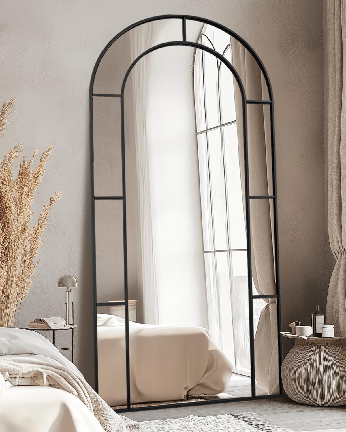 Antok Full Length Mirror, Floor Mirror 78" x 38" Arched Window ...