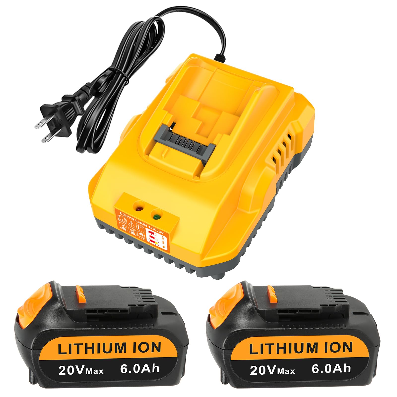 Upgraded 2Pack 6.0Ah Battery Replacement for Dewalt 20V Max Battery ...