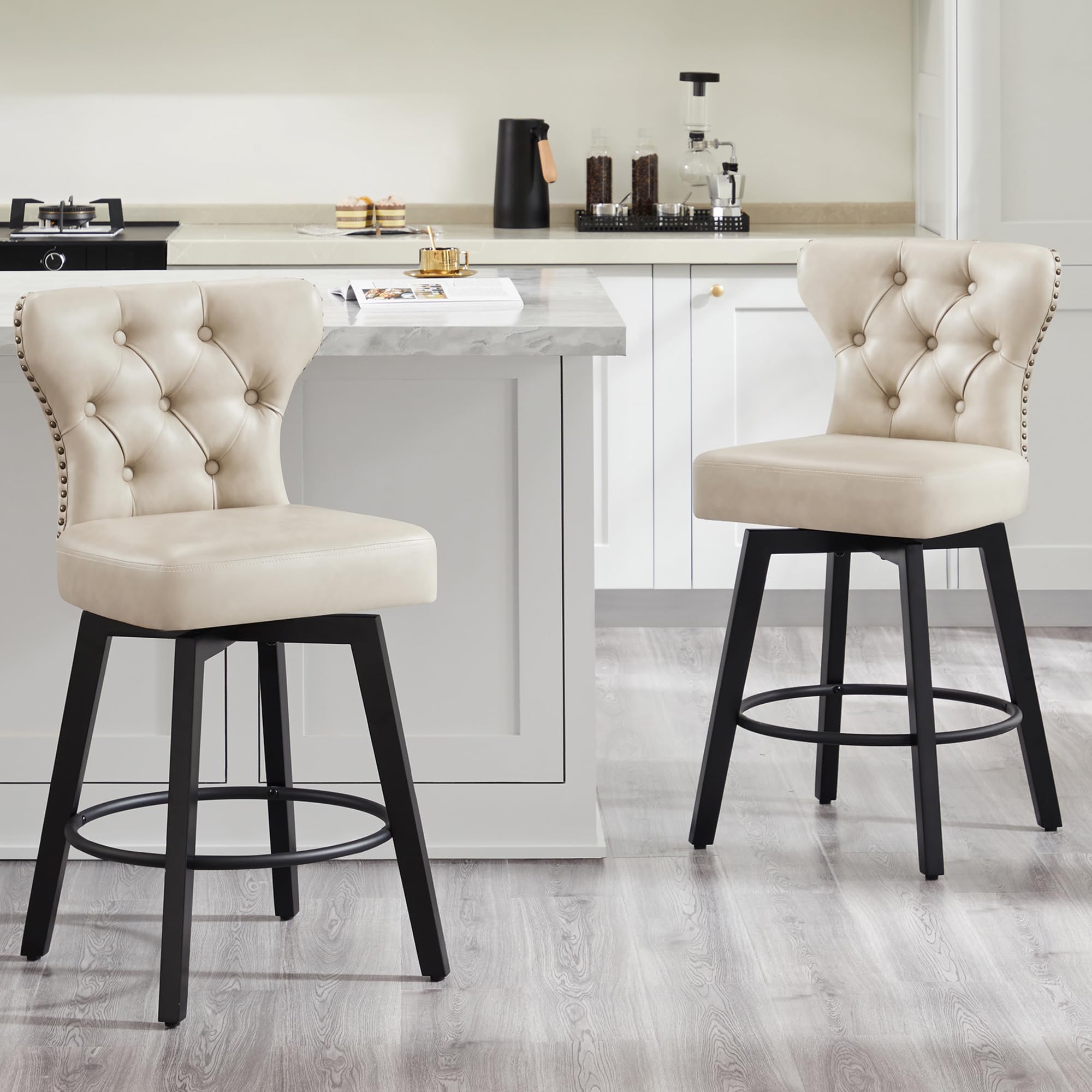 KISLOT Counter Height Barstools 26 inch Upholstered Button Tufted ...