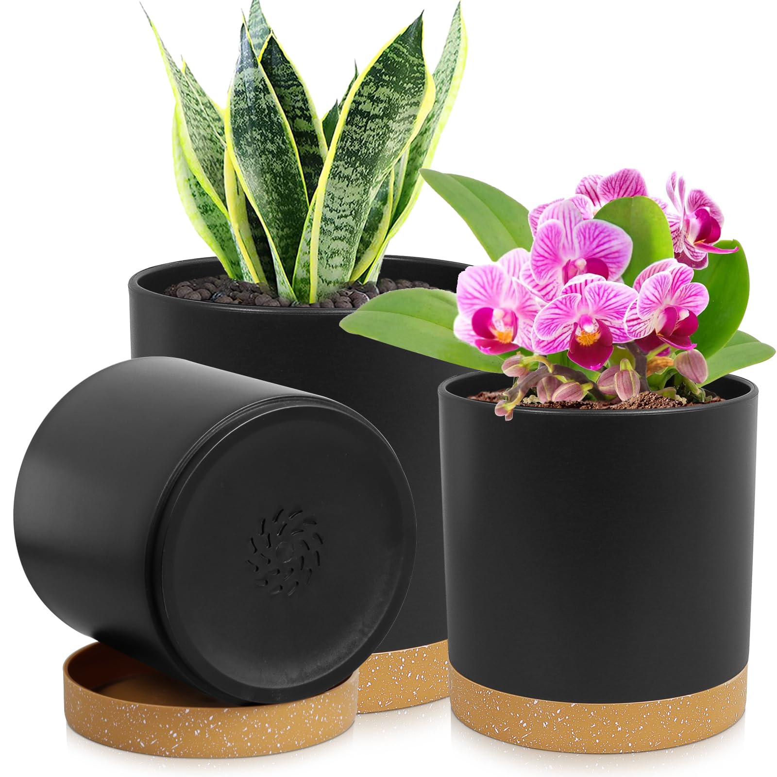 WSMKSZ 3 Pack 6/5/4 inch Cylindrical Flower Pots, Modern Small Round ...