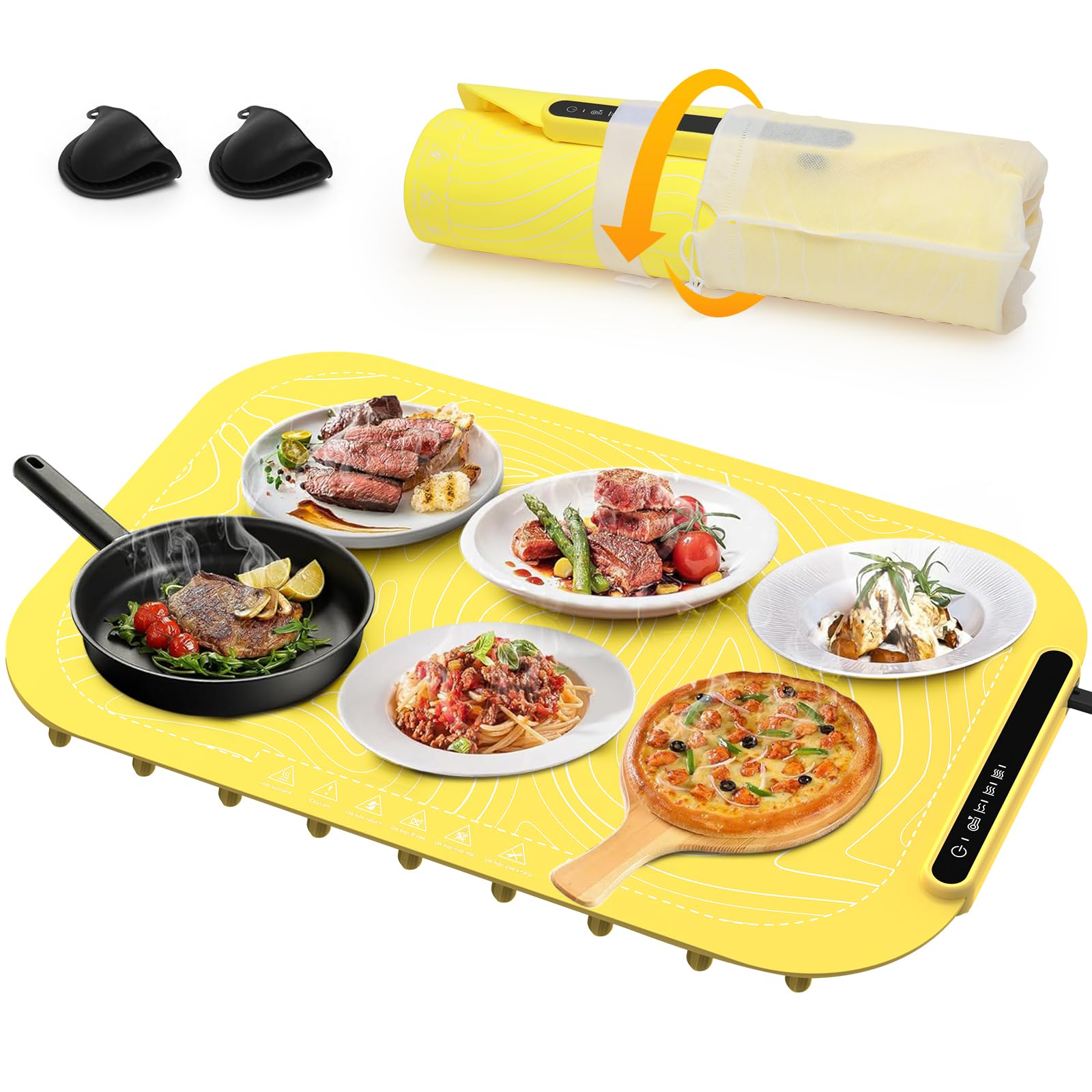 Electric Warming Tray for Food, Full Surface Heating Food Warming Mat ...