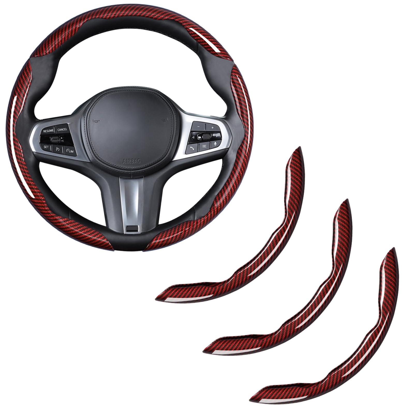 Carbon Fiber Steering Wheel Cover, Snap on Car Steering Wheel Cover Set ...