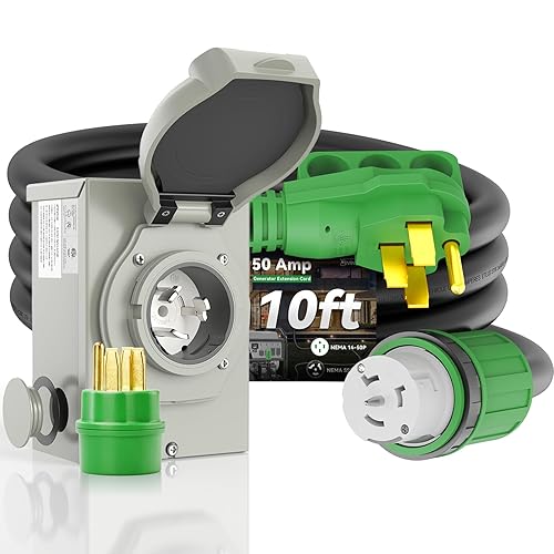 RVINGPRO 50 Amp Generator Power Inlet Box, NEMA SS2-50P Pre-Drilled ...