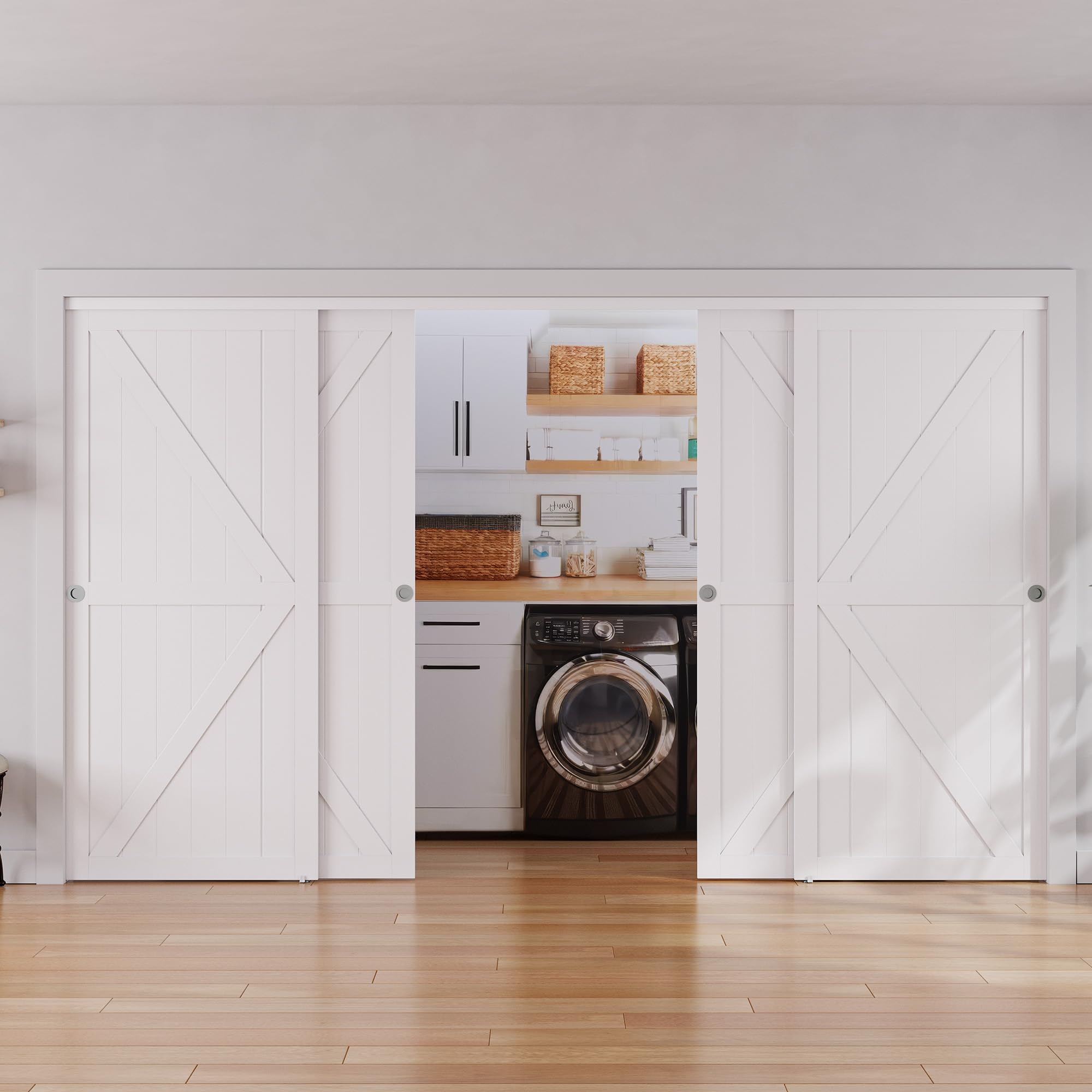 SMARTSTANDARD Closet Sliding Door, 48"×80"(Double Barn Doors 25 ...