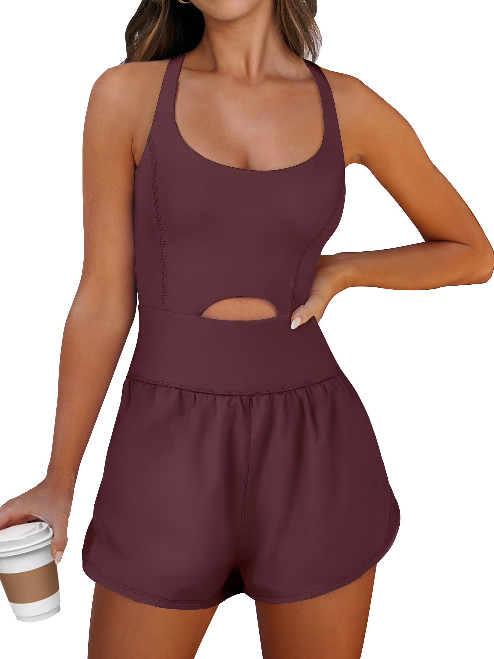 Caracilia Women's Workout Athletic Romper Summer Sets Short Jumpsuits ...