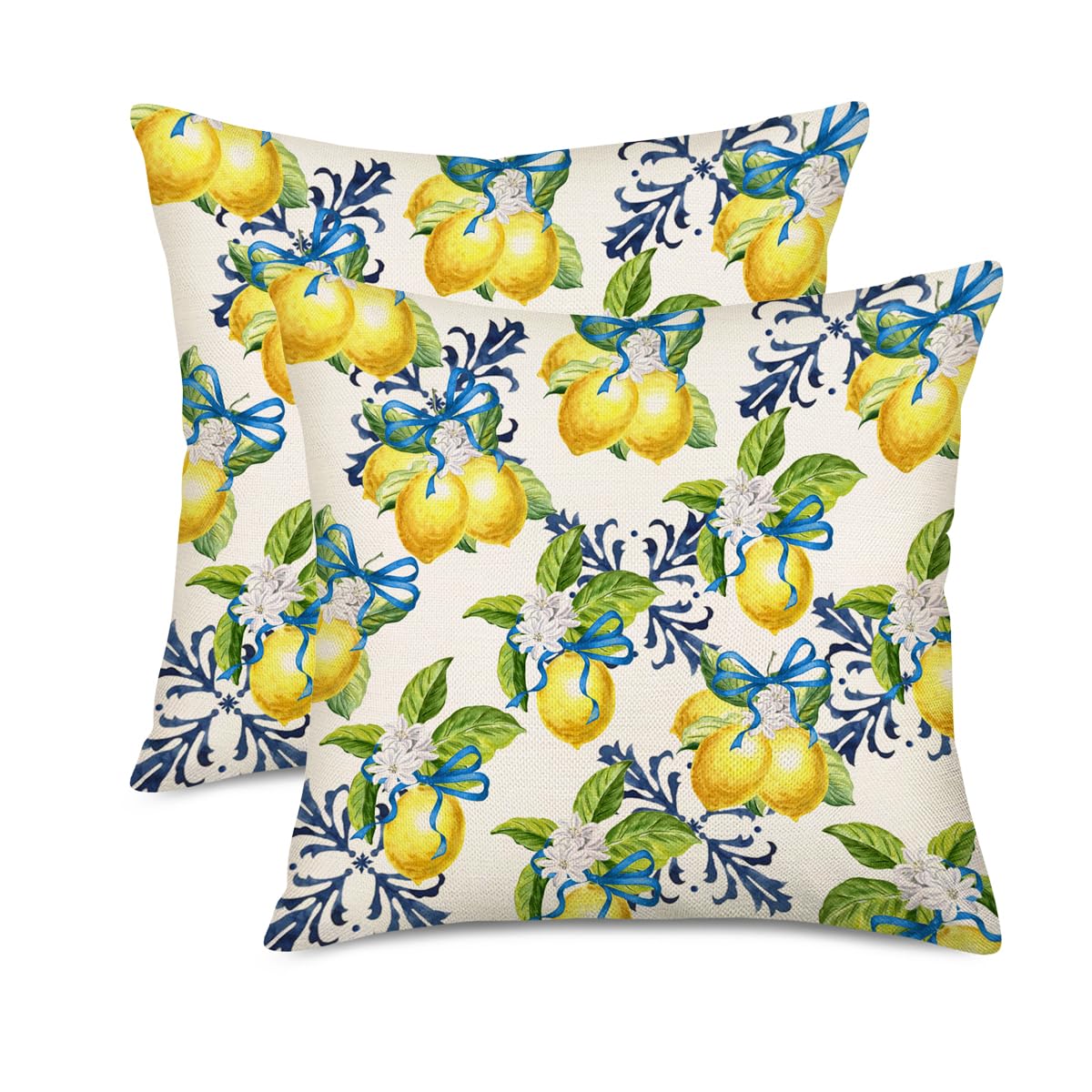 Fukeen Yellow Lemon Pillow Covers 24x24 Inch Set of 2 Summer Fruit ...
